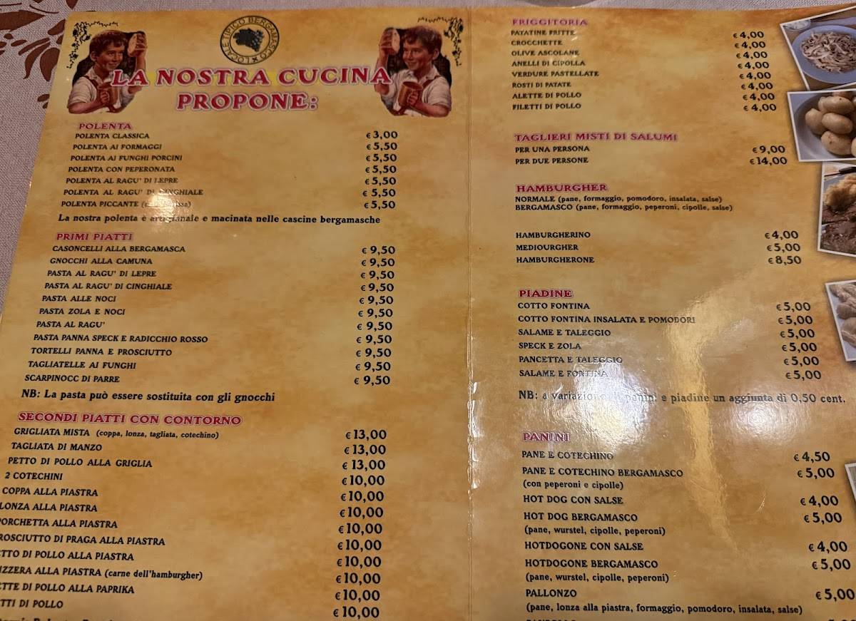 Menu da Ristorante Marcellino Pane e Vino, Urgnano