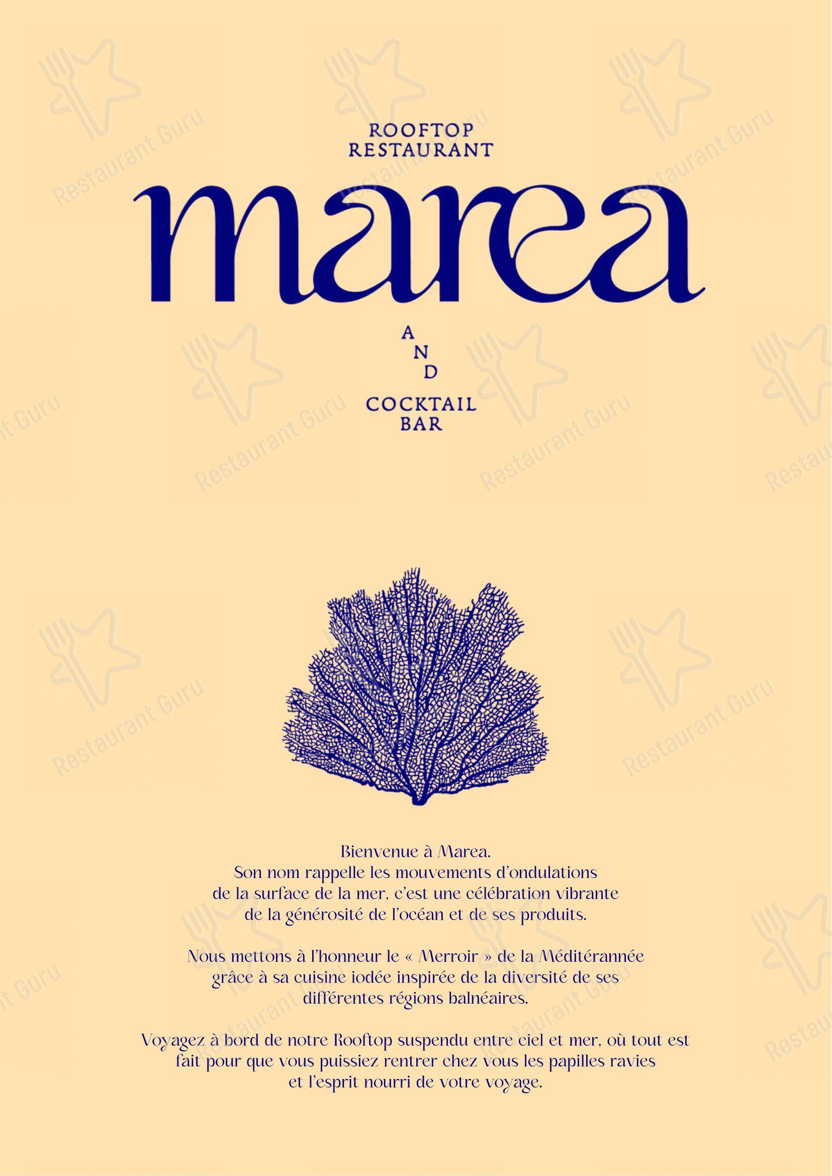 Menu au Marea restaurant, Cannes