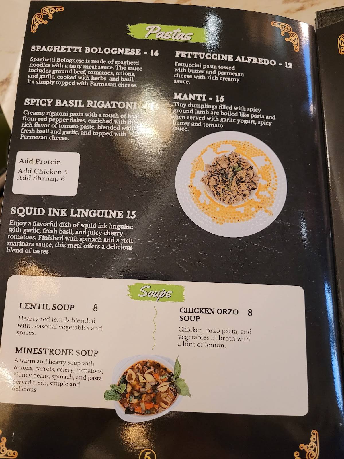 Menu at Marida Mediterranean Restaurant, Newburgh