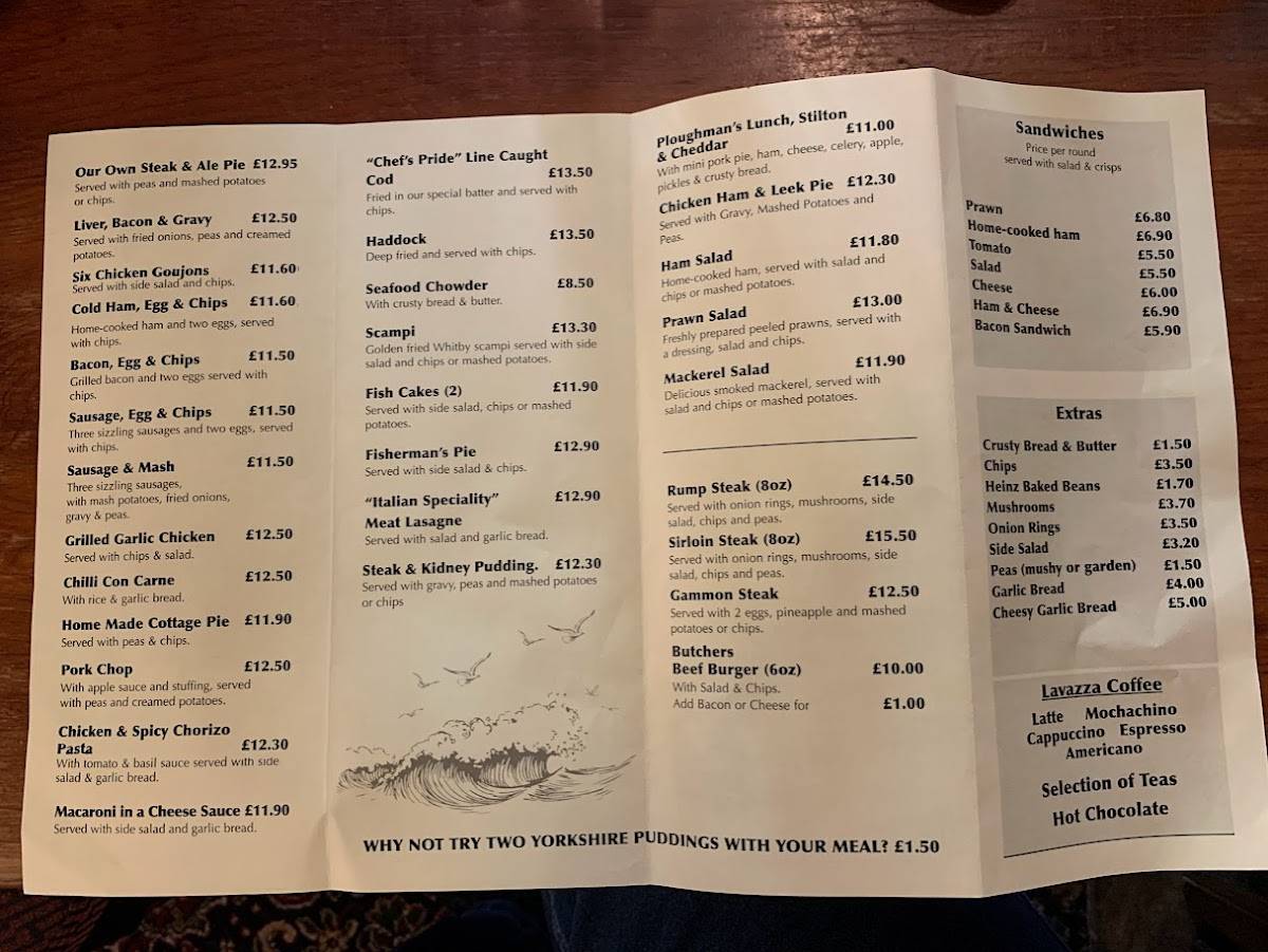 Menu at Marine Bar, Hunstanton