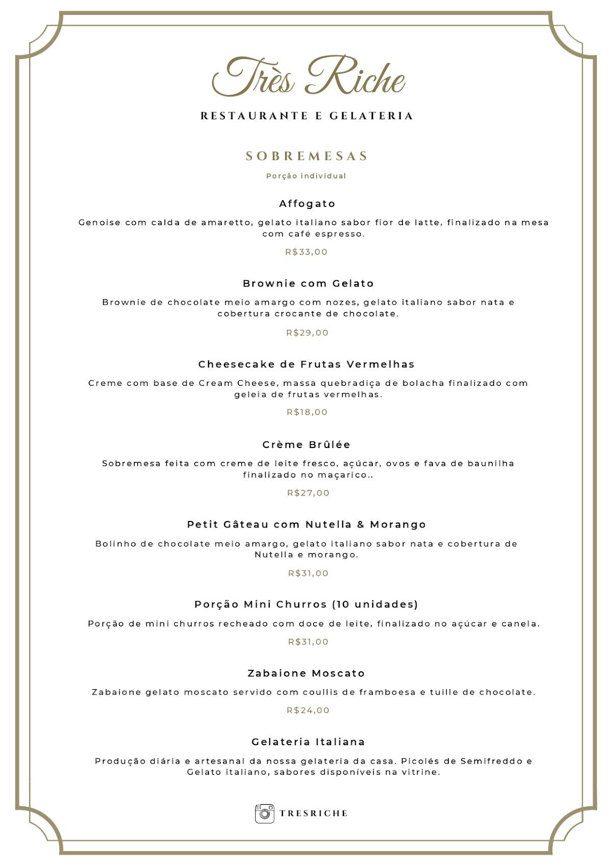 Menu em Très Riche Restaurante & Gelateria, Maringá