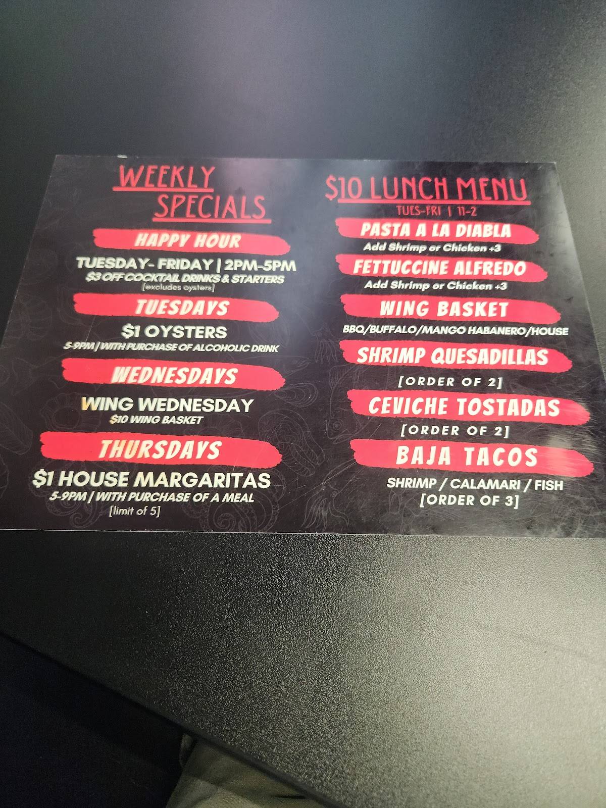 Menu at Mariscos KC restaurant, Olathe
