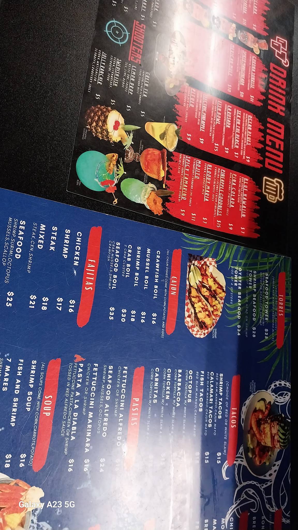 Menu at Mariscos KC restaurant, Olathe
