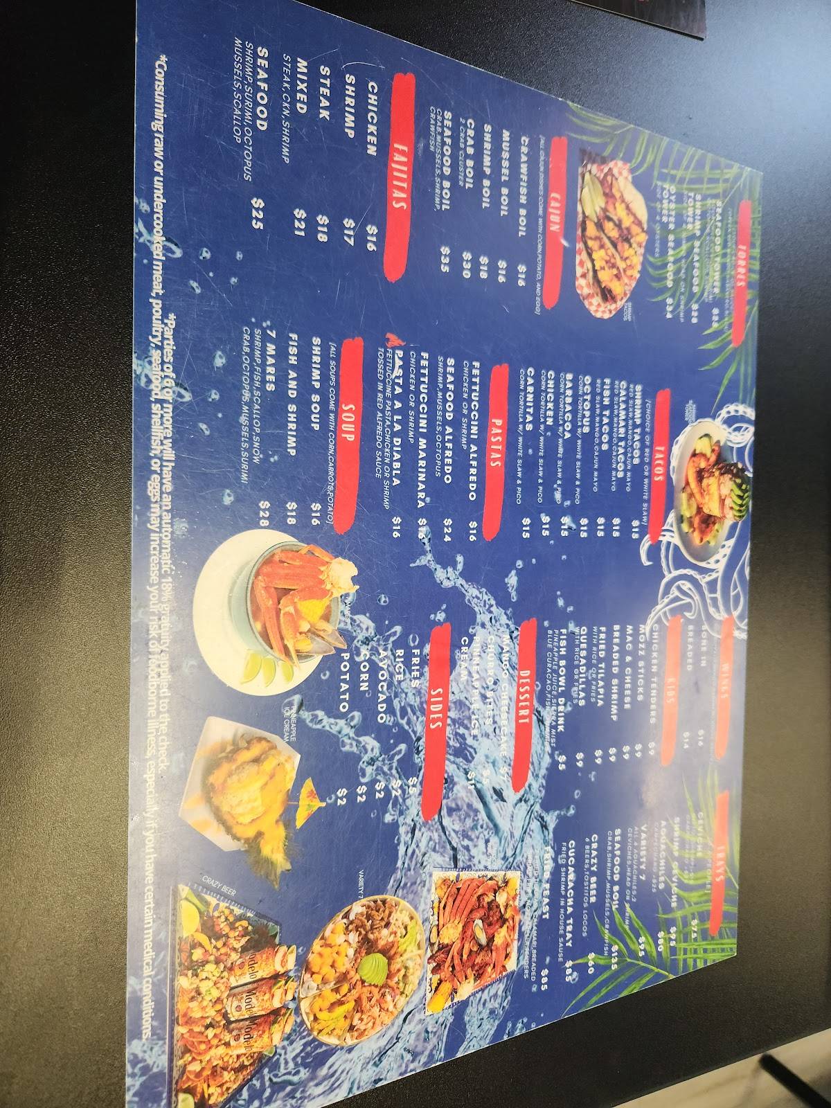 Menu at Mariscos KC restaurant, Olathe