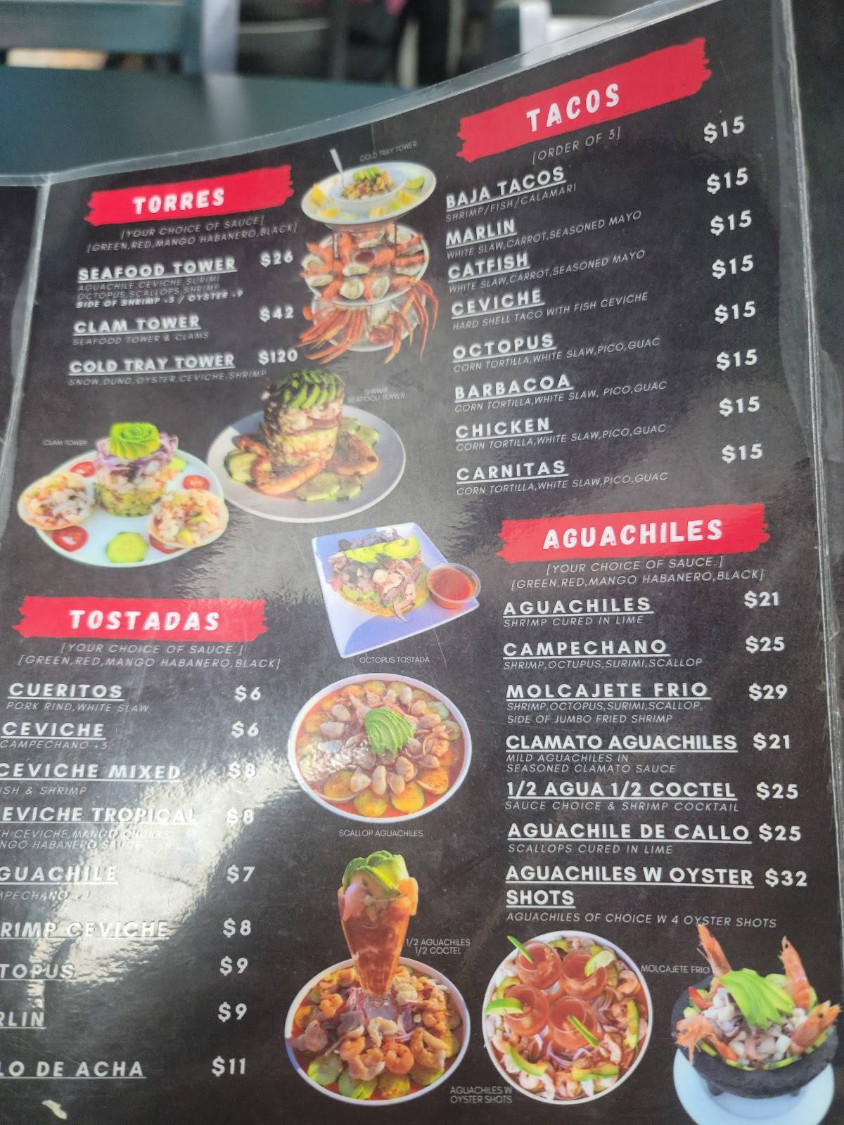Menu at Mariscos KC restaurant, Olathe