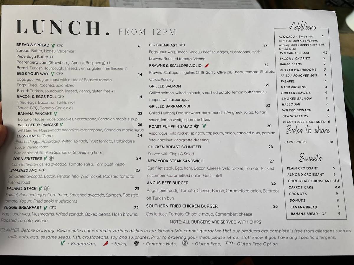 Menu at Pool Coffee Eatery restaurant, Maroubra