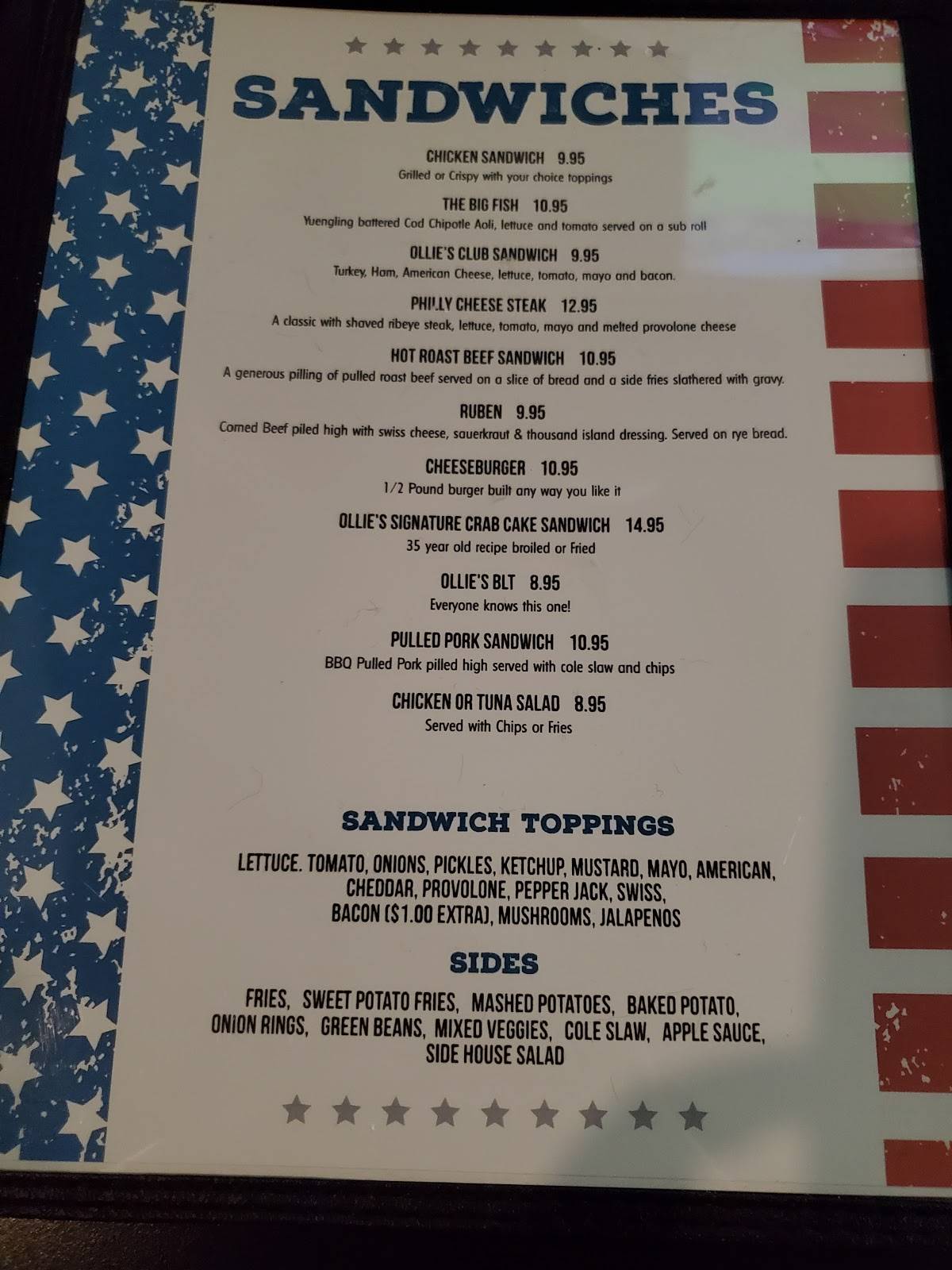 Menu at Ollie's Sports Bar & Grille/VIP Lounge, Martinsburg, 36 Veronica Dr