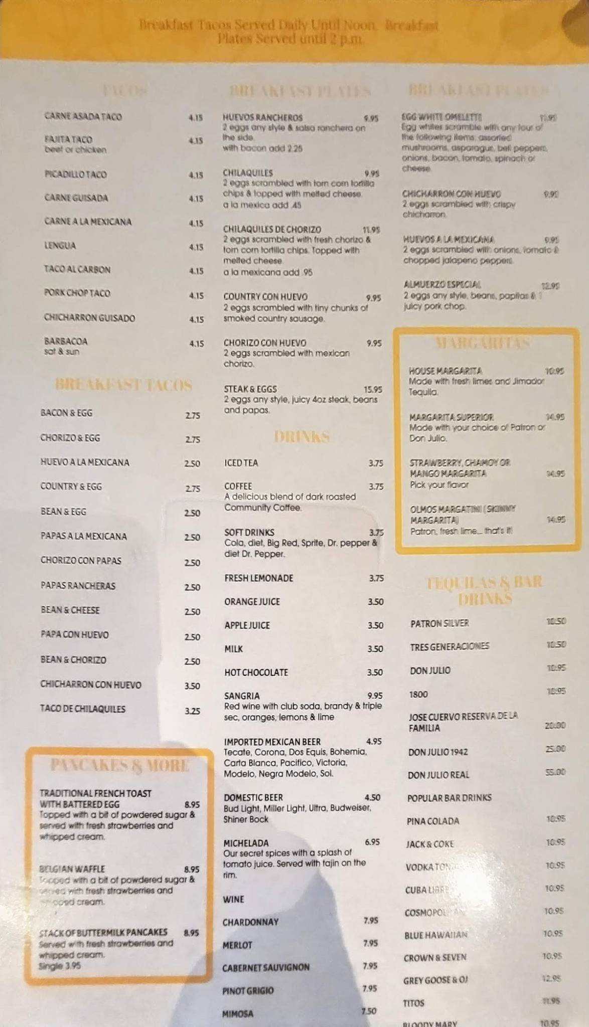 Menu at Mary Lou's Cafe, San Antonio, McCullough Ave