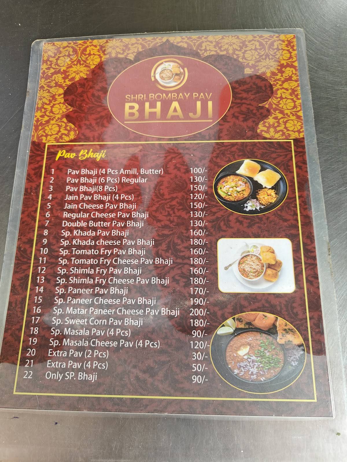 Menu at Masala Chowk, Jaipur