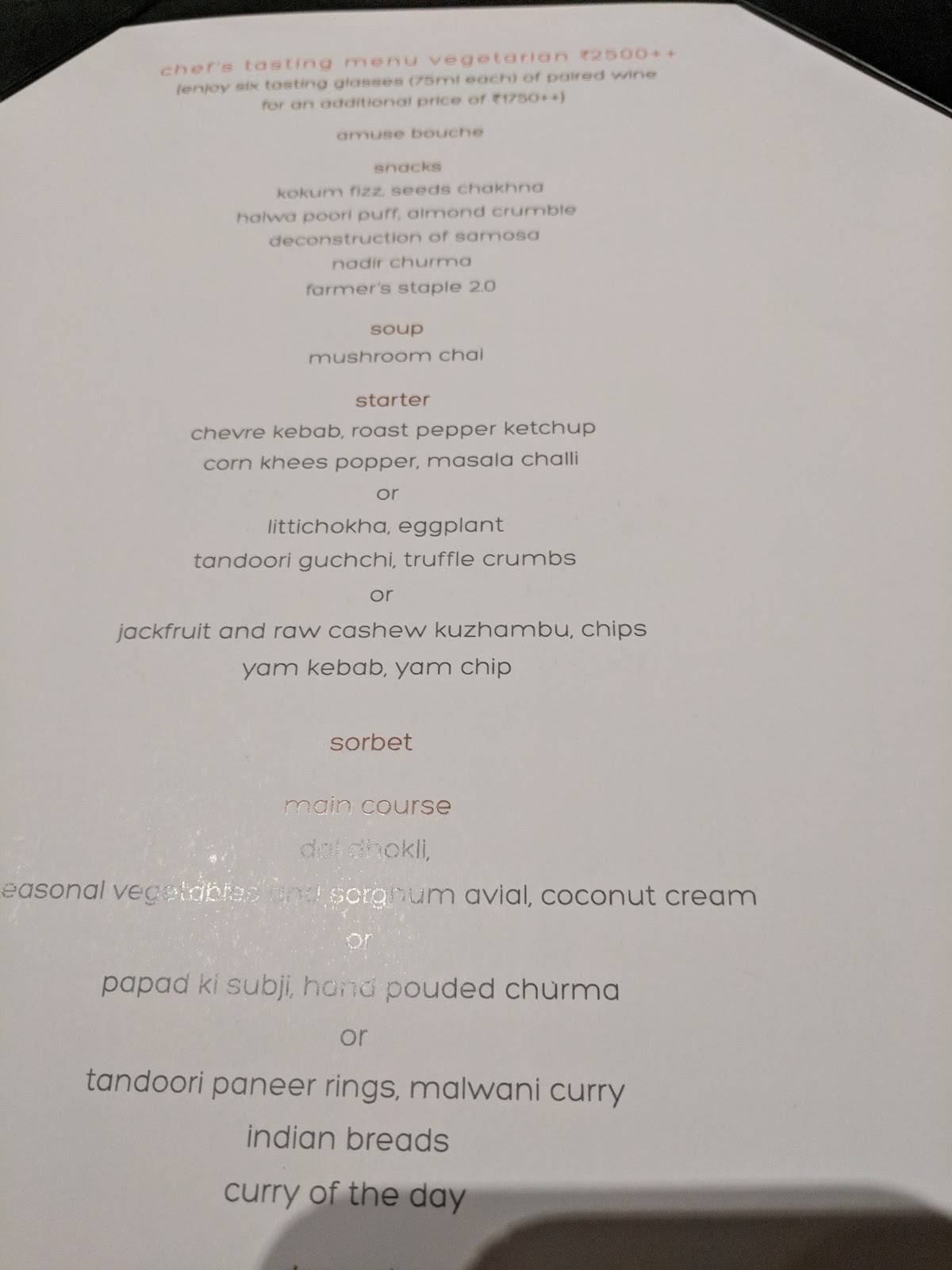 Menu at Masala Library by Jiggs Kalra, Mumbai, Ground Floor