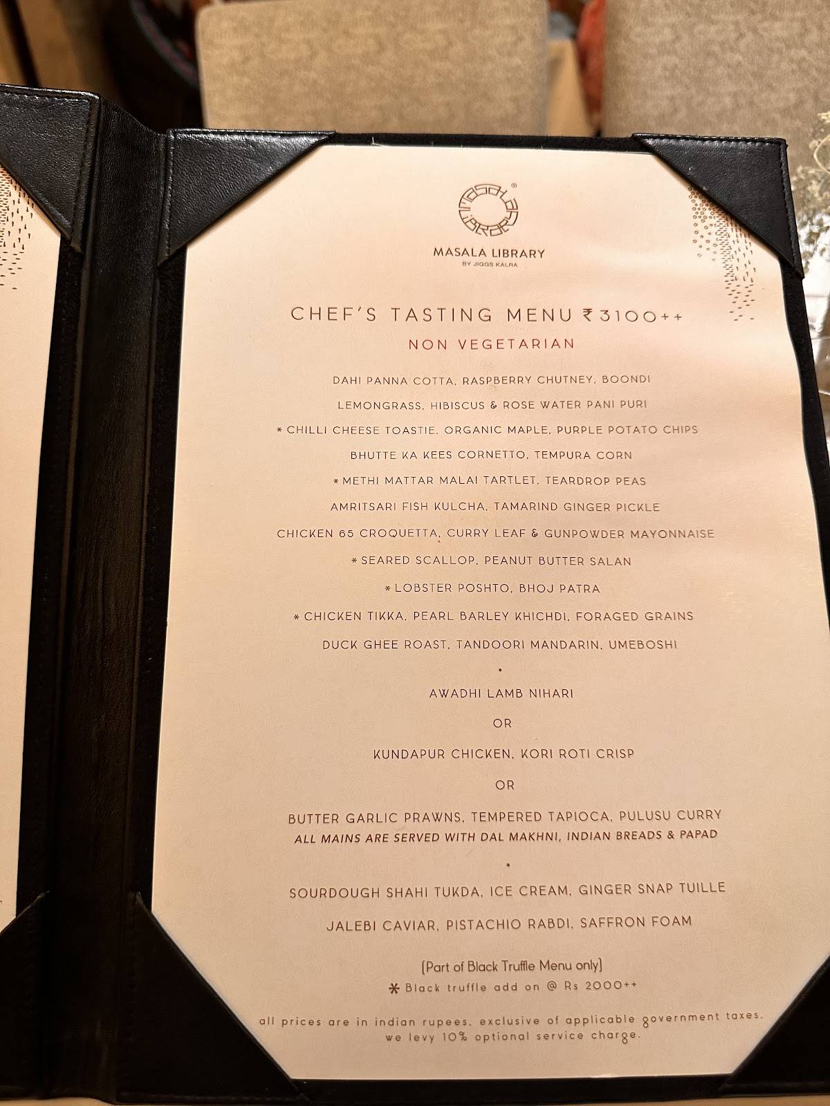 Menu at Masala Library by Jiggs Kalra, Mumbai, Ground Floor