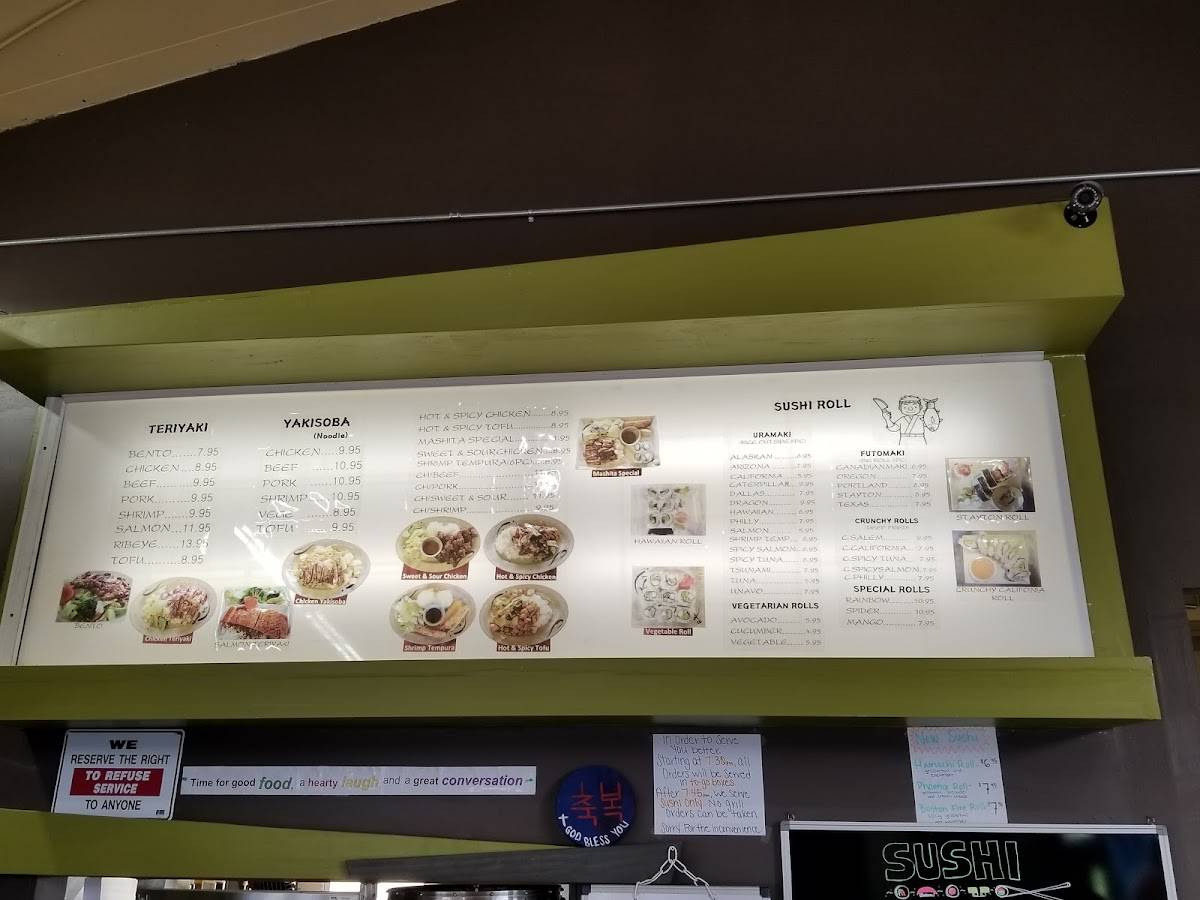 Menu at Mashita Teriyaki Restaurant, Stayton