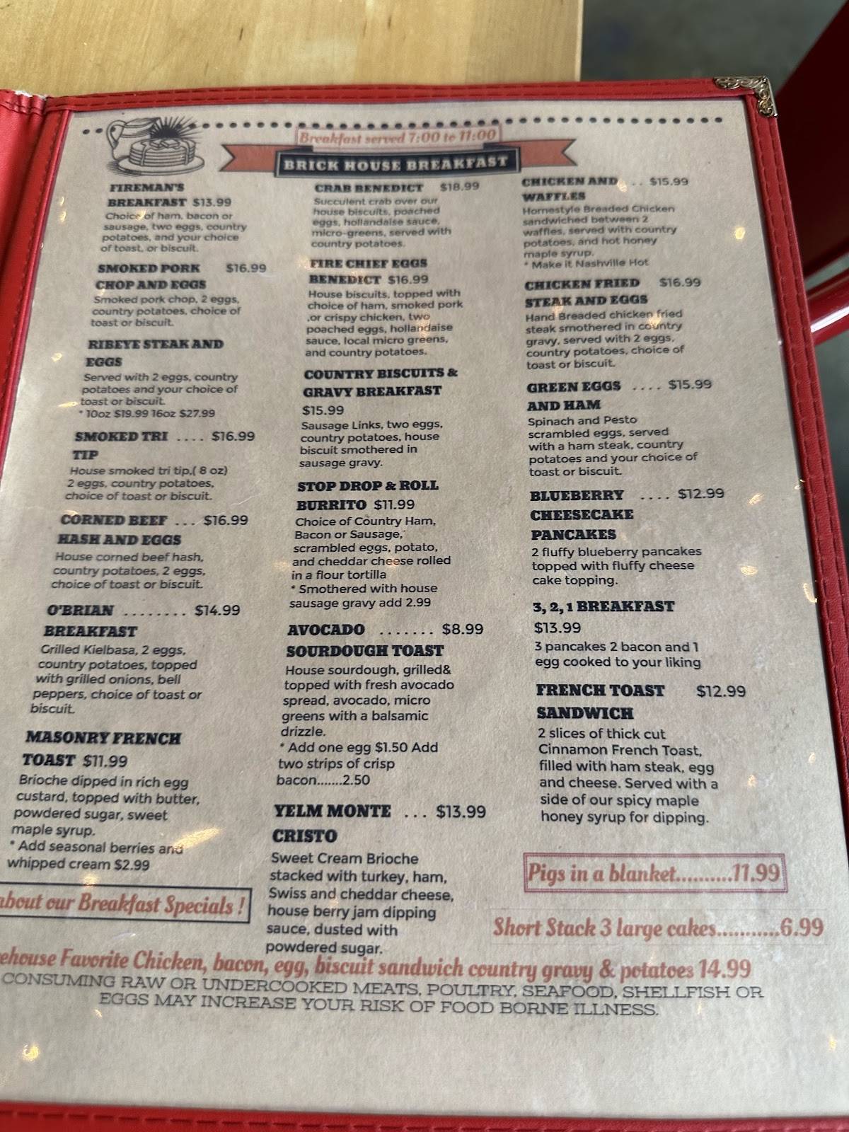 Menu at Masonry Cafe & Catering, Yelm