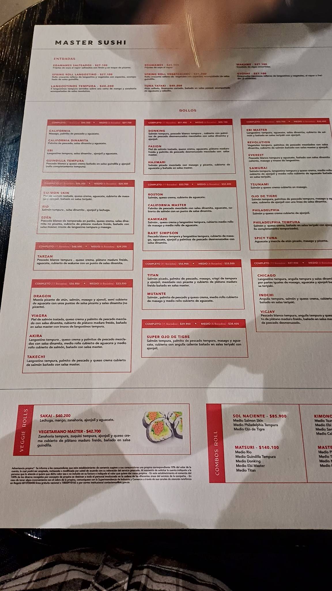 Menu at Master Sushi Parque La Colina restaurant, Bogotá
