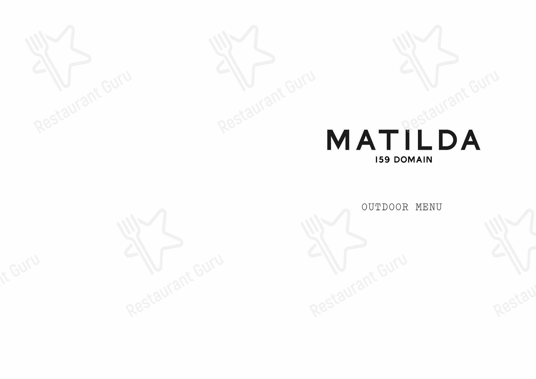 Menu at Matilda 159 Domain restaurant, South Yarra