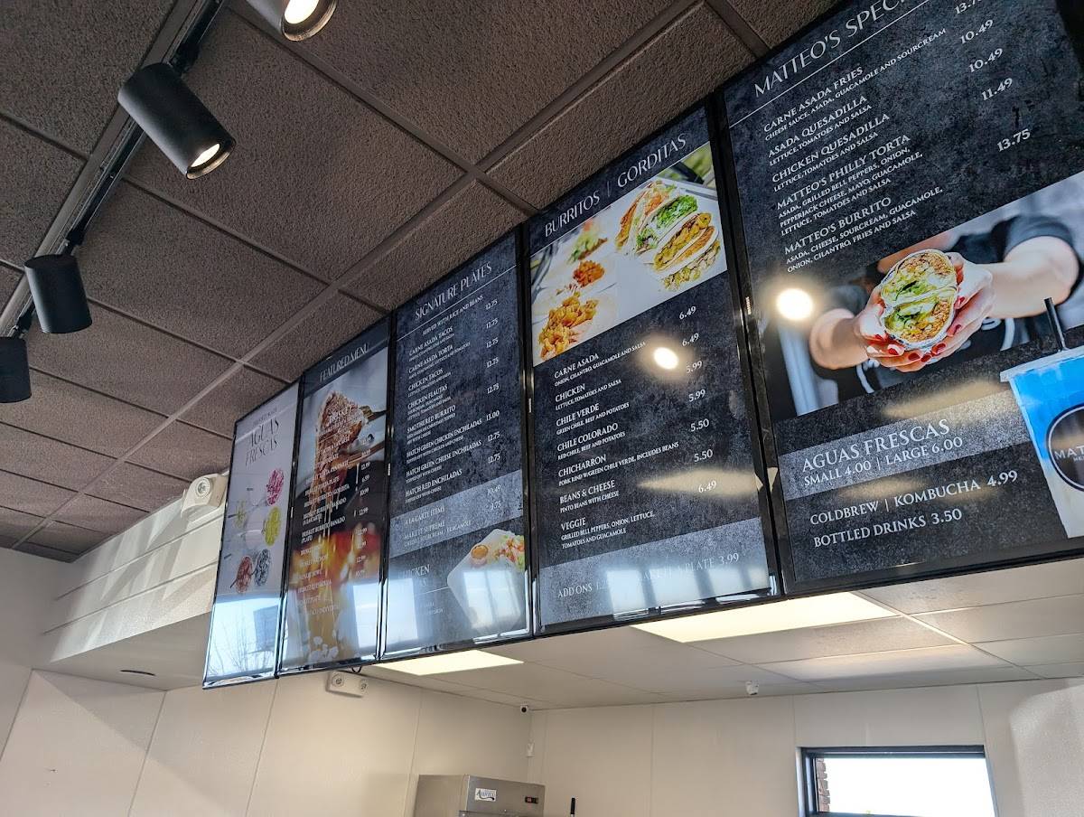Menu at Matteo's Mexican Food restaurant, Alamogordo