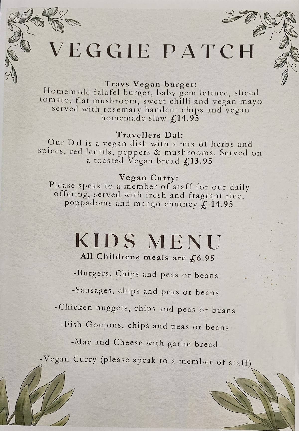 Menu at Travellers Rest Pub, Newquay