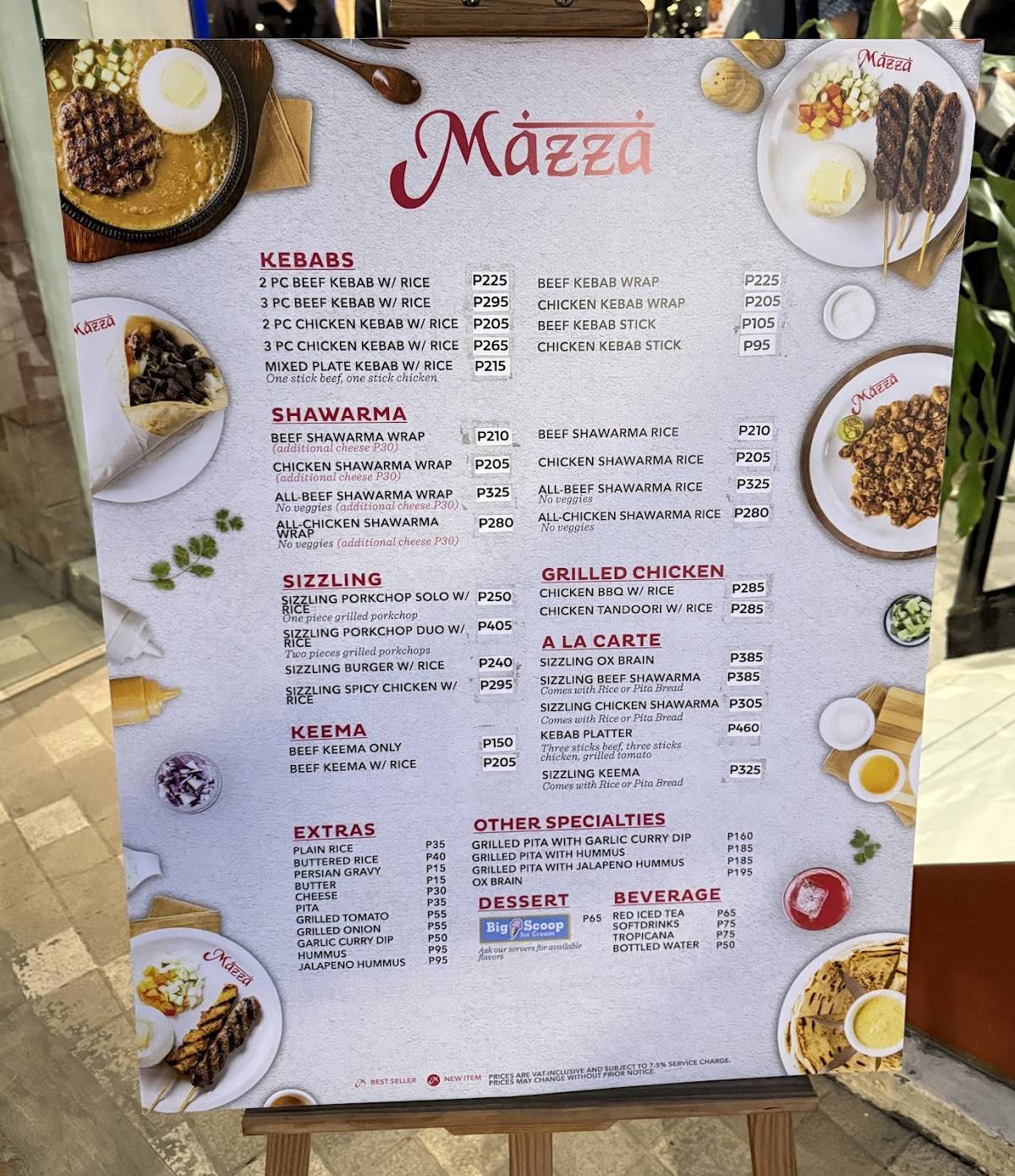 Menu at Mazza fast food, Muntinlupa