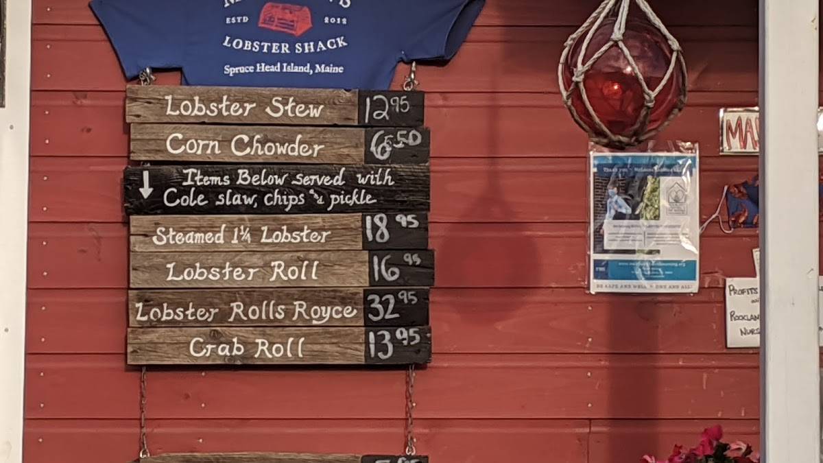 Menu at McLoons Lobster Shack restaurant, South Thomaston