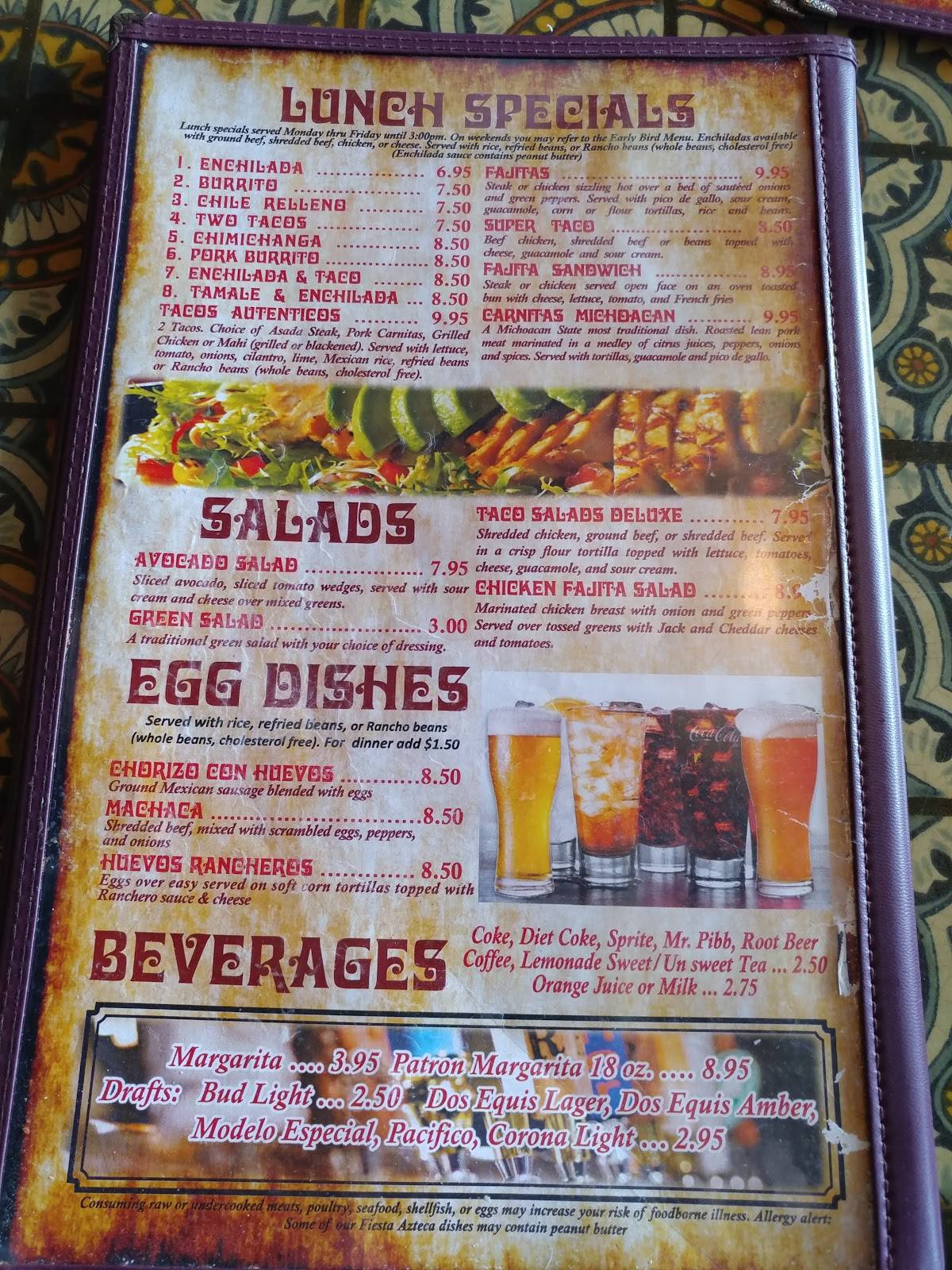 Menu at Fiesta Azteca of Suntree restaurant, Melbourne, 6765 N Wickham ...