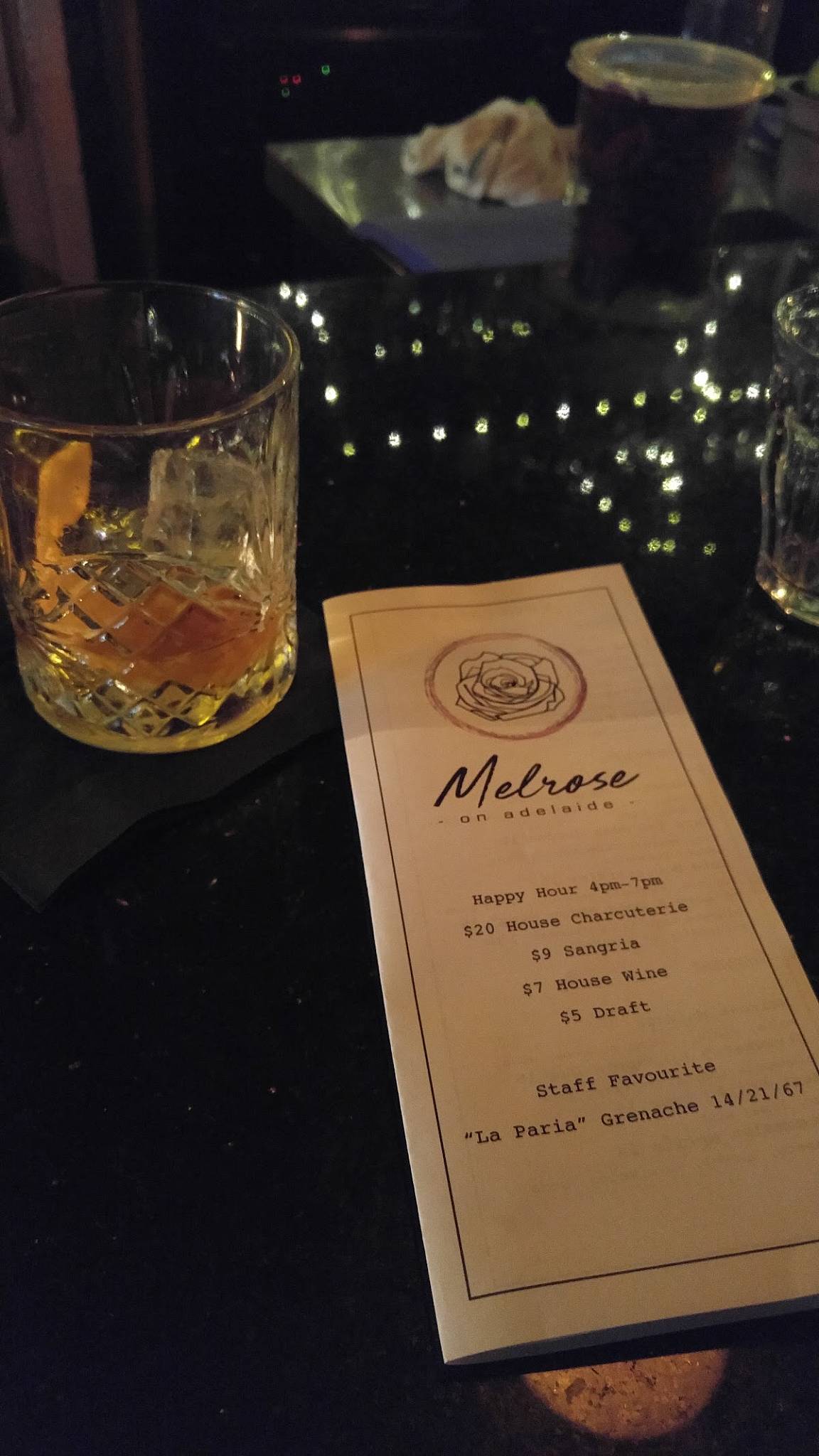 Menu at Melrose On Adelaide pub & bar, Toronto