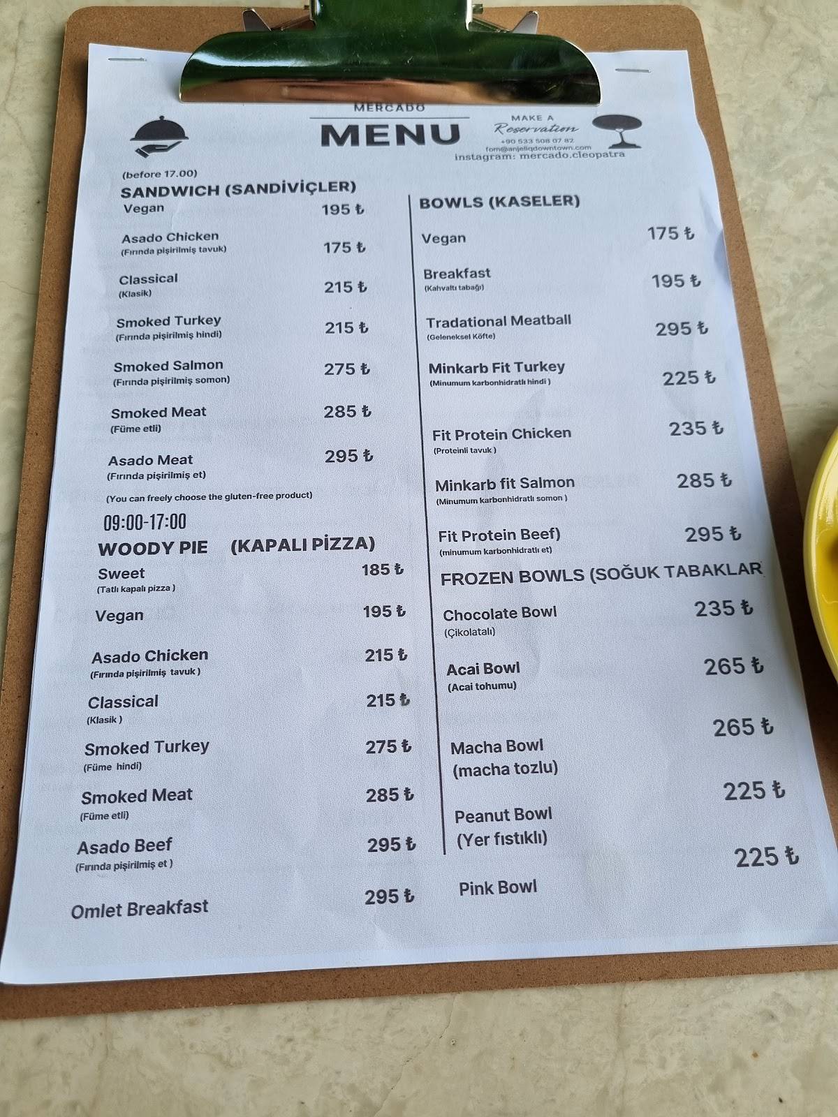 Menu at Mercado Cleopatra, Alanya
