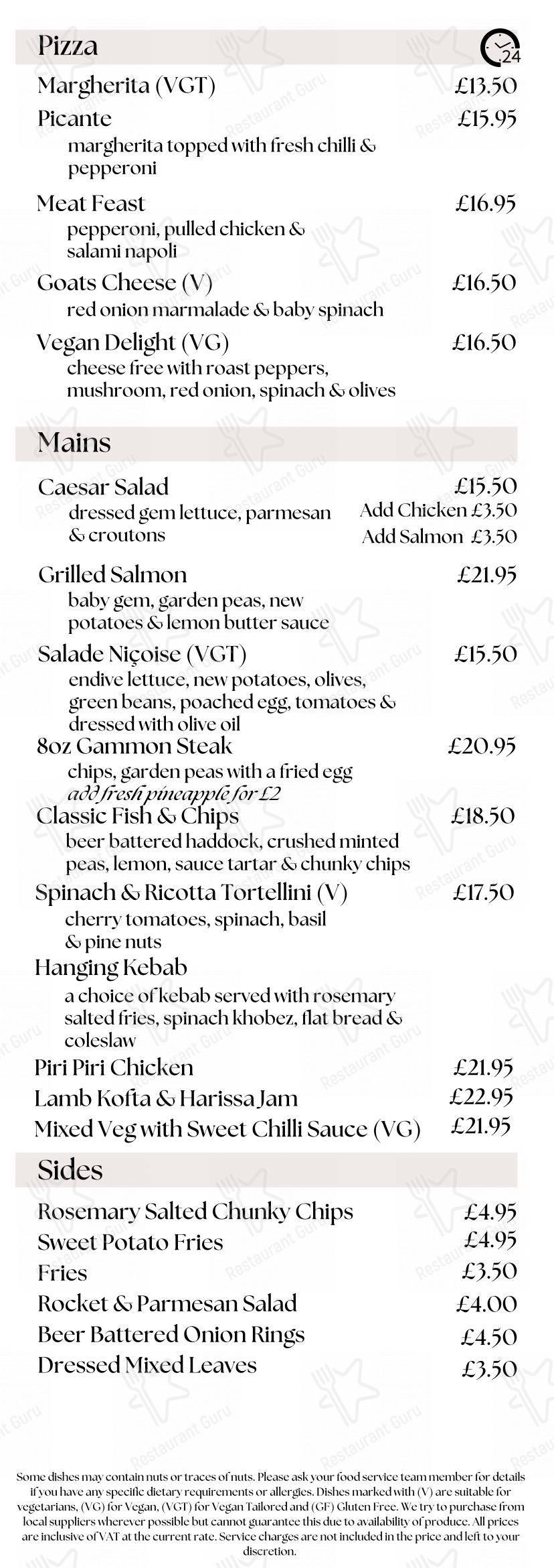 Carta del restaurante Mercure Sheffield Kenwood Hall & Spa, Sheffield