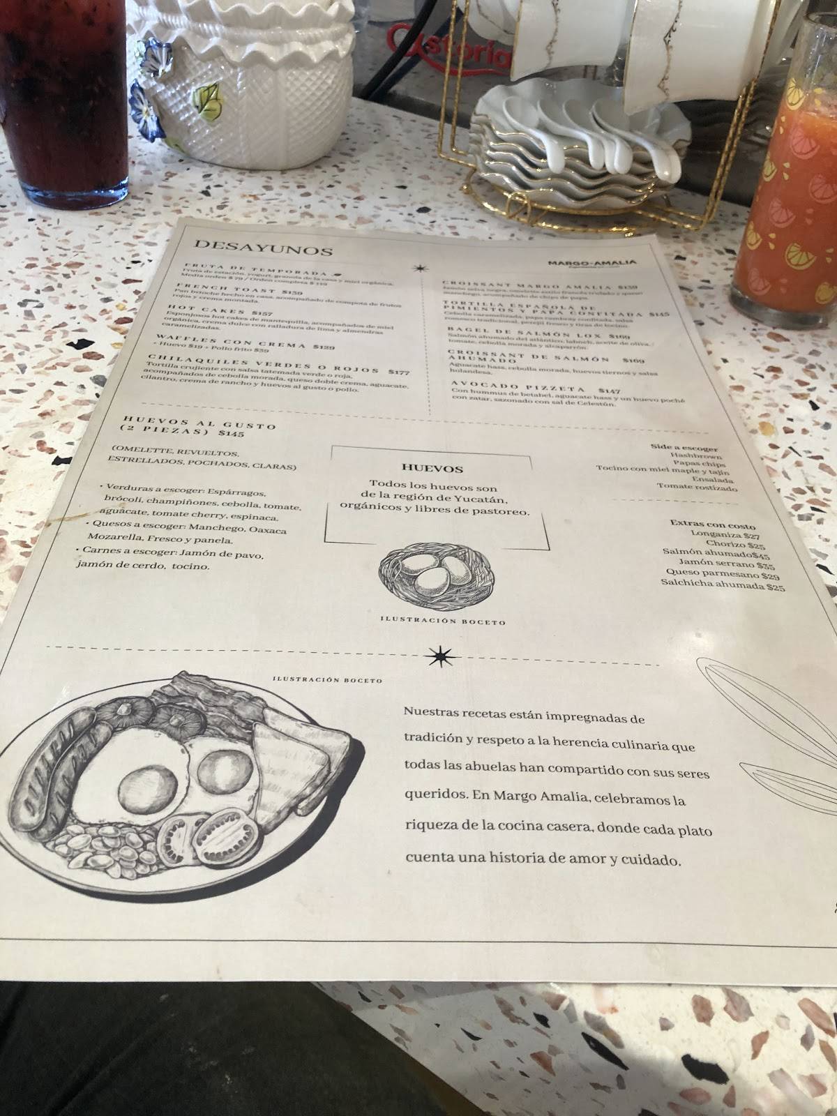 Menu at Margo-Amalia Venue restaurant, Merida