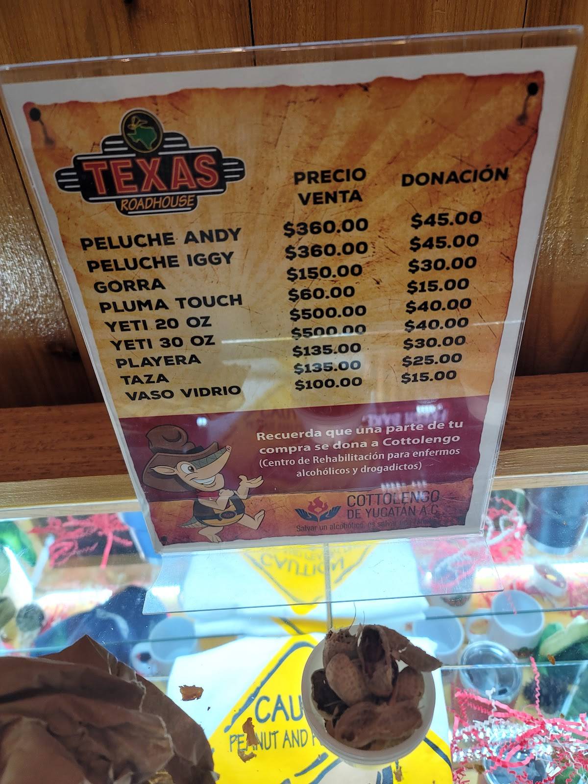 Carta del restaurante Texas Roadhouse Periférico Caucel, Merida