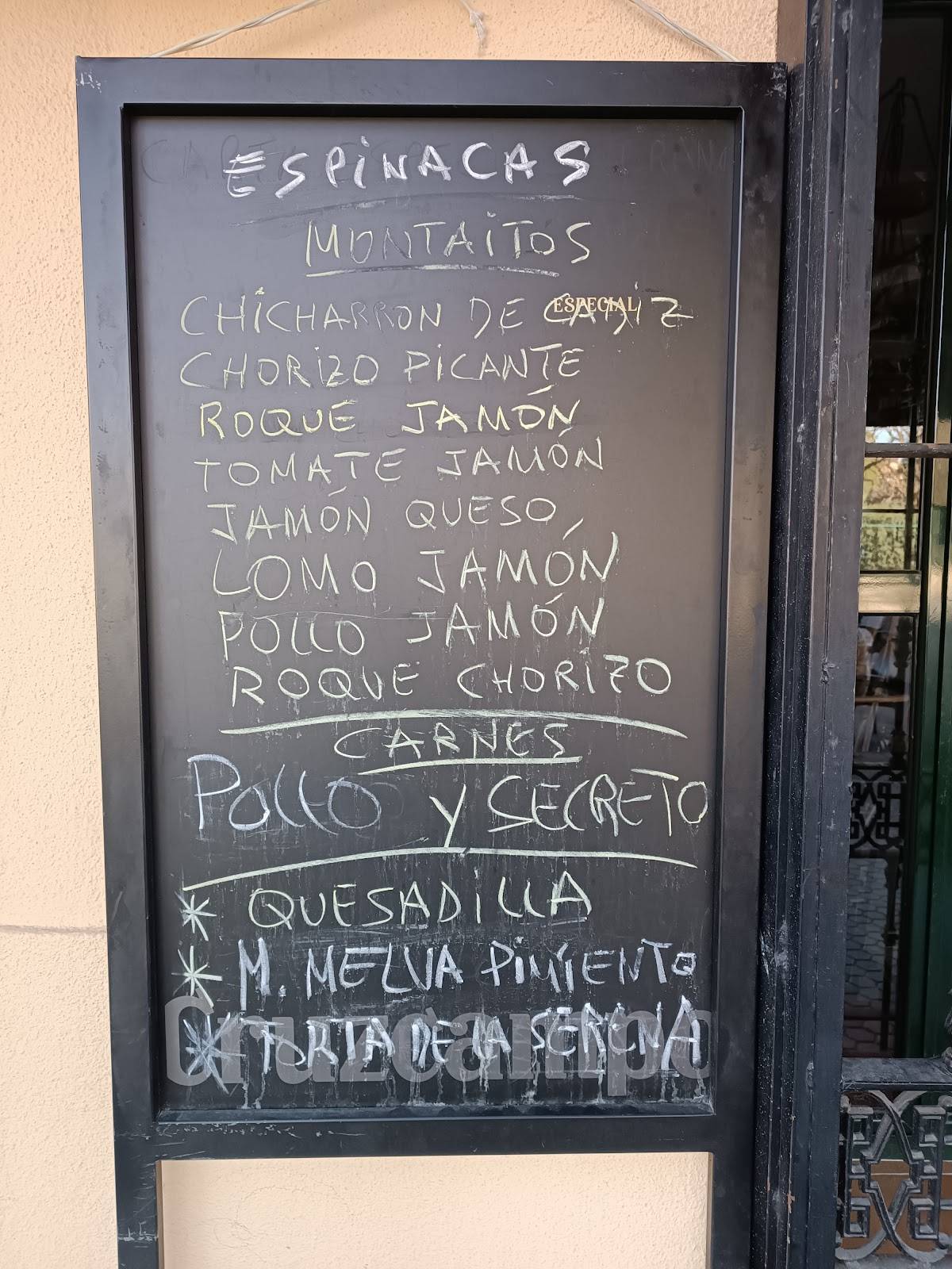 Menu at Mesón Las Migas pub & bar, Seville