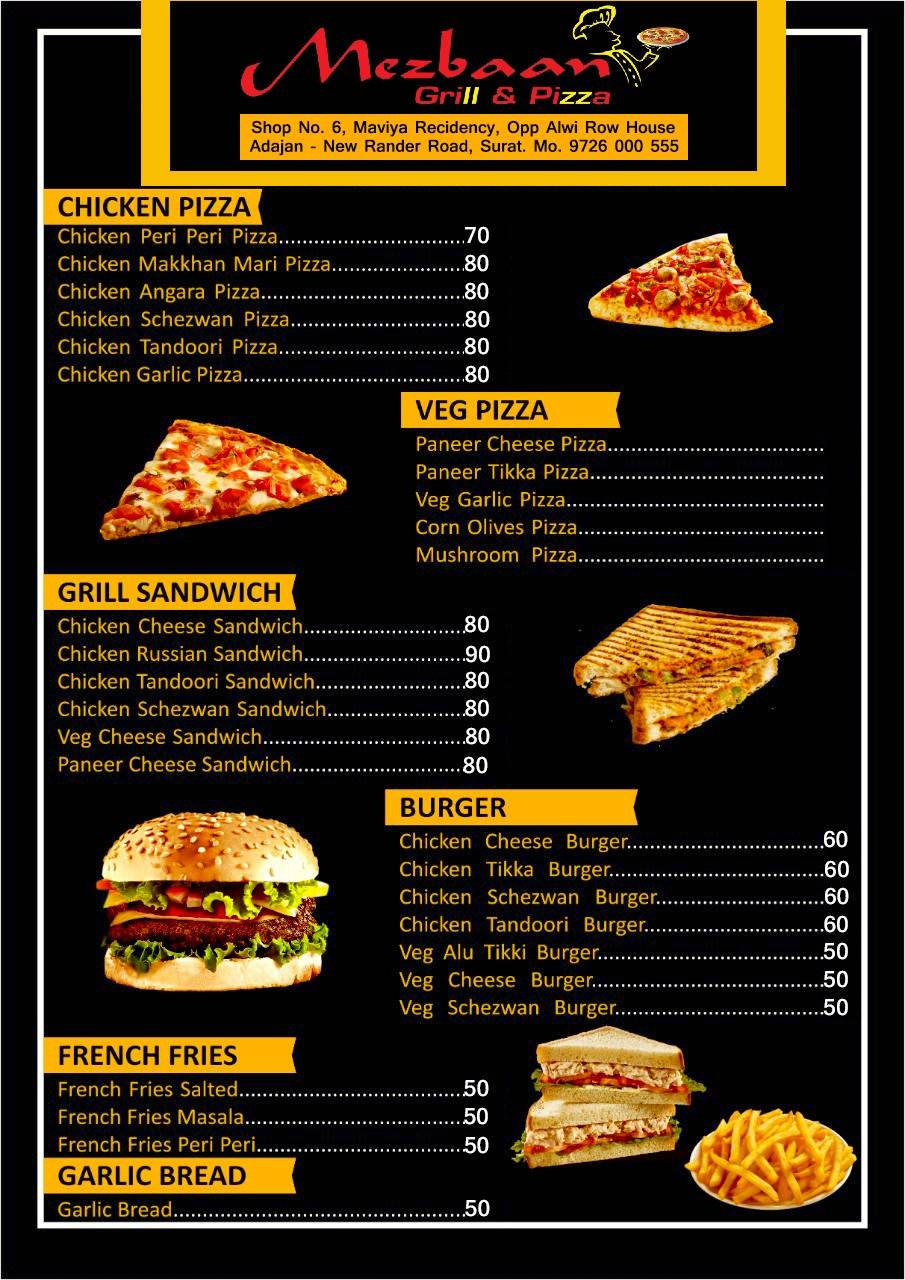 Menu at Mezbaan Restaurant, Surat, New Rander Rd