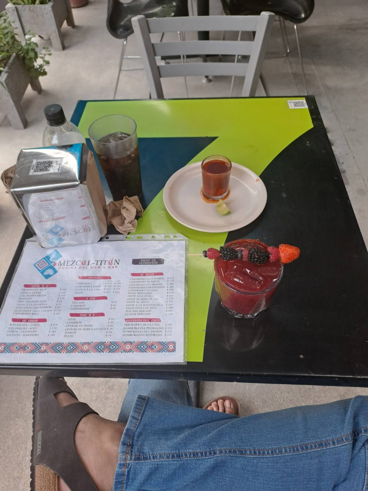 Menu at Mezcal-Titán restaurant, Guadalajara