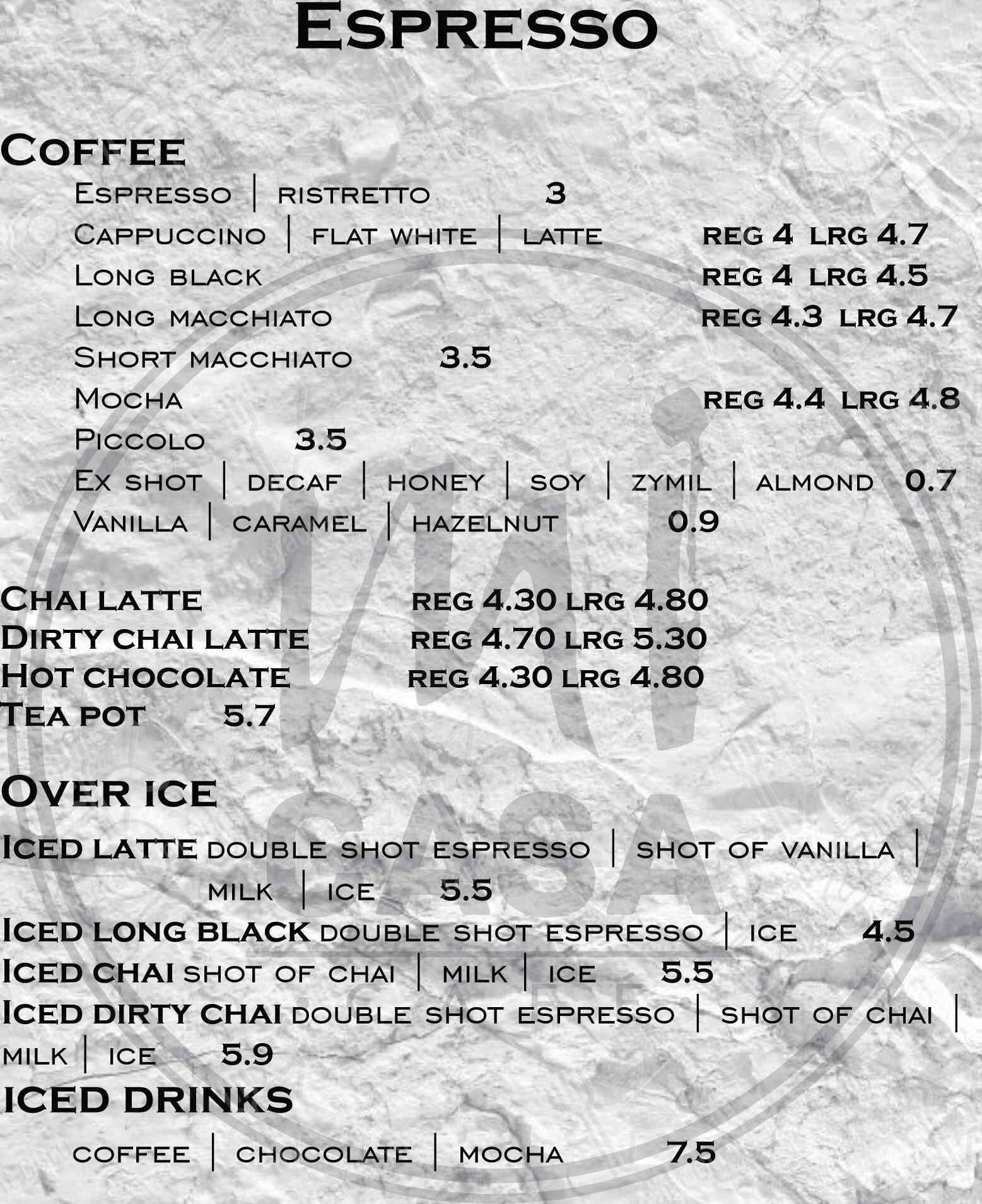 Menu at Mi Casa Café cafe, Underwood