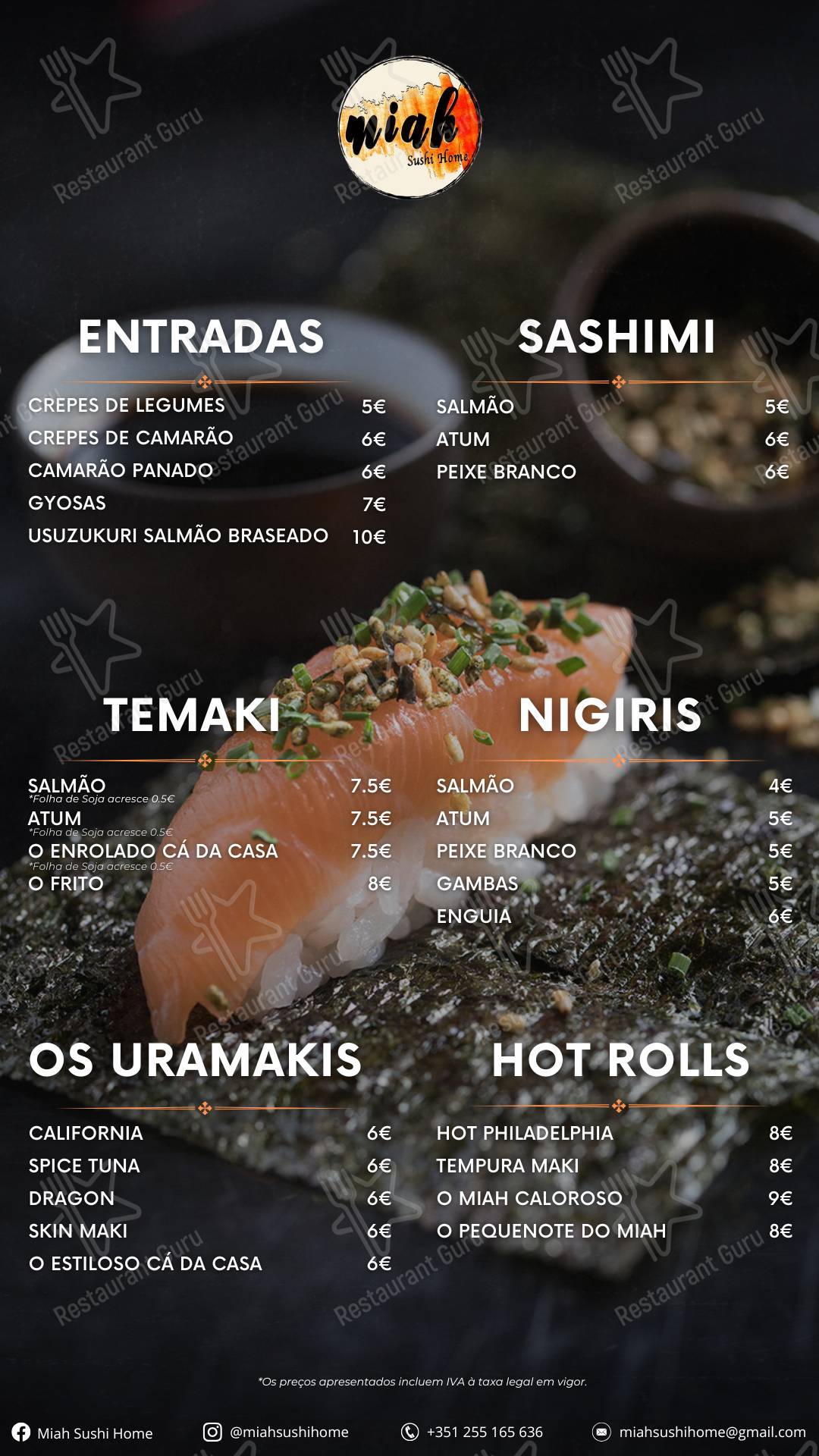 Menu em Miah Sushi Home restaurante, Lousada