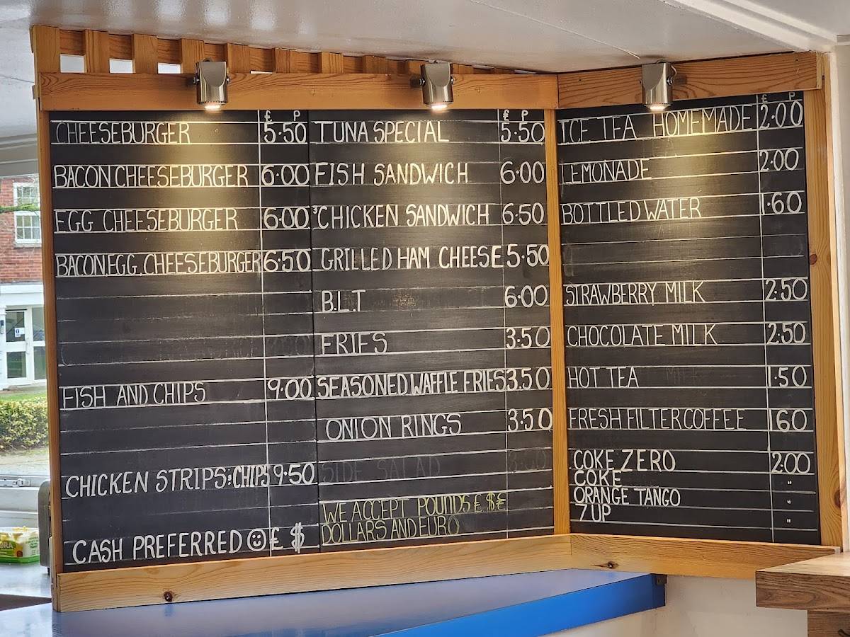 Menu at Mickey’s fast food, Beck Row