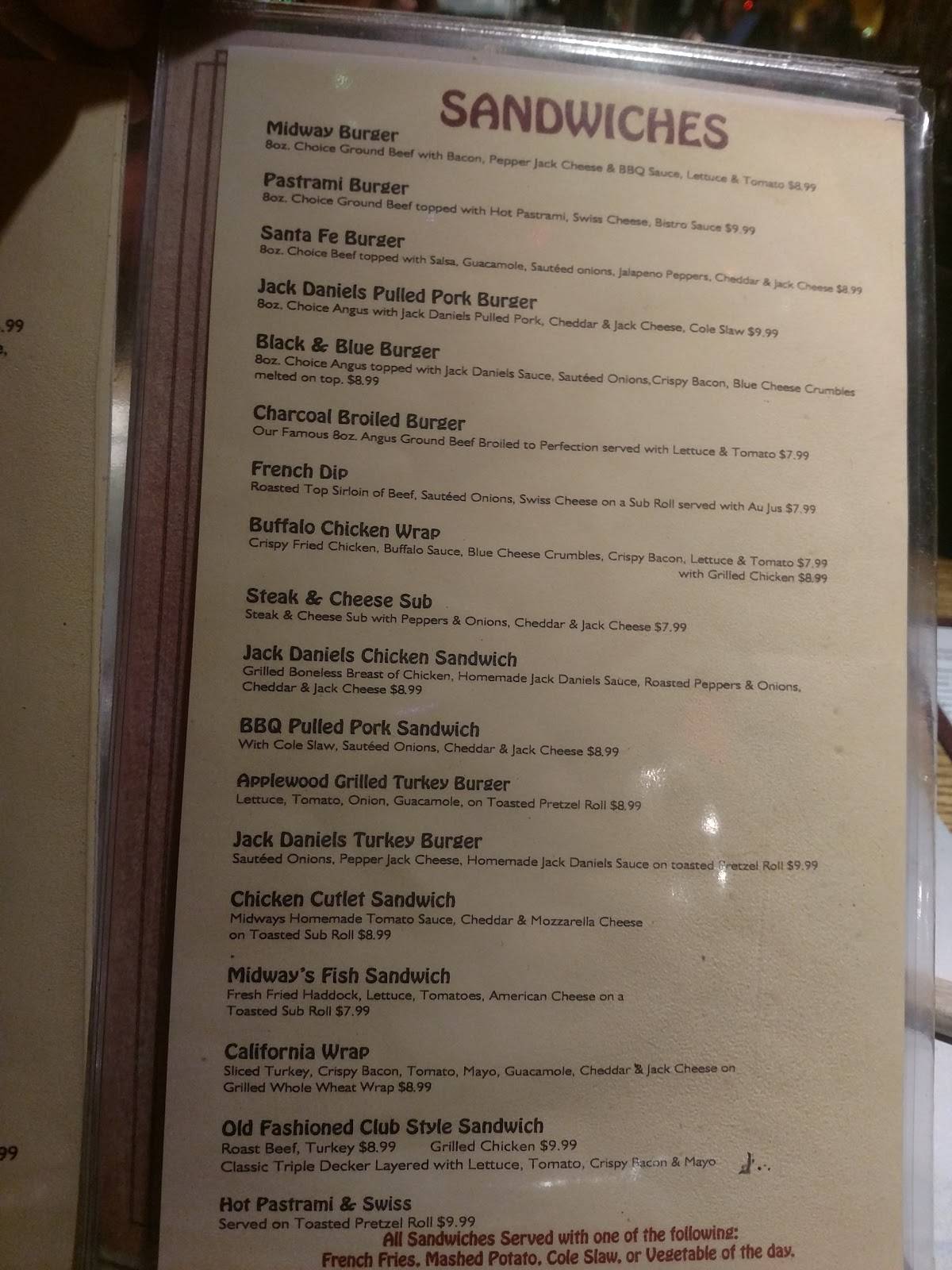 Menu at Dedham Midway Restaurant, Dedham
