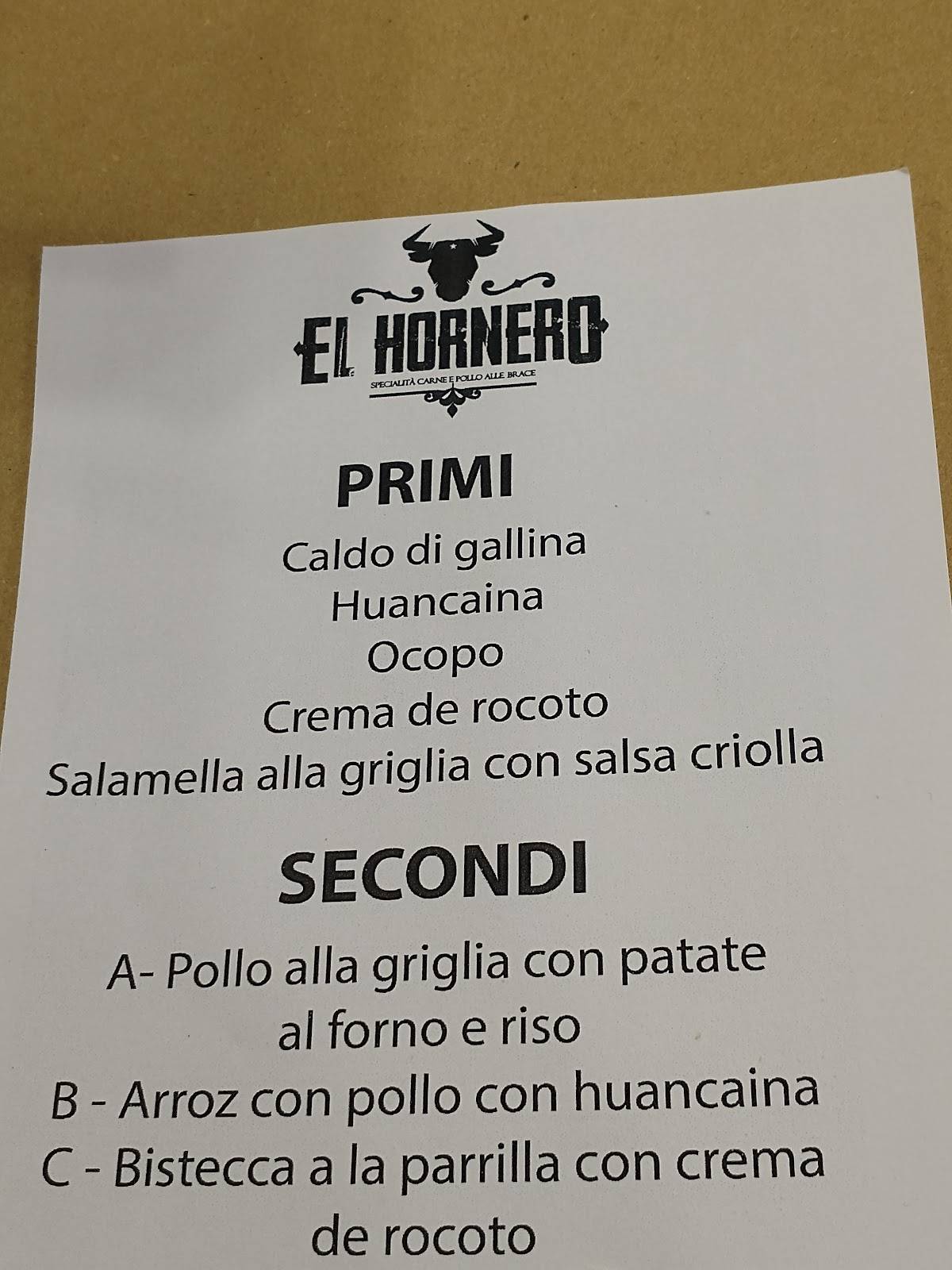 Carta de parrilla El Hornero, Milan, Piazza Monte Titano
