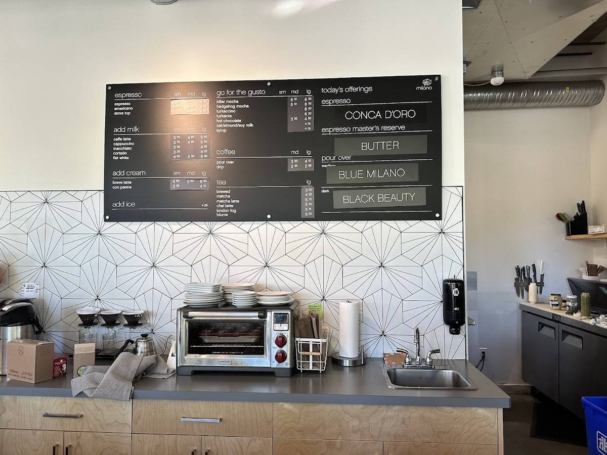Menu at Milano Coffee Courtenay cafe, Courtenay