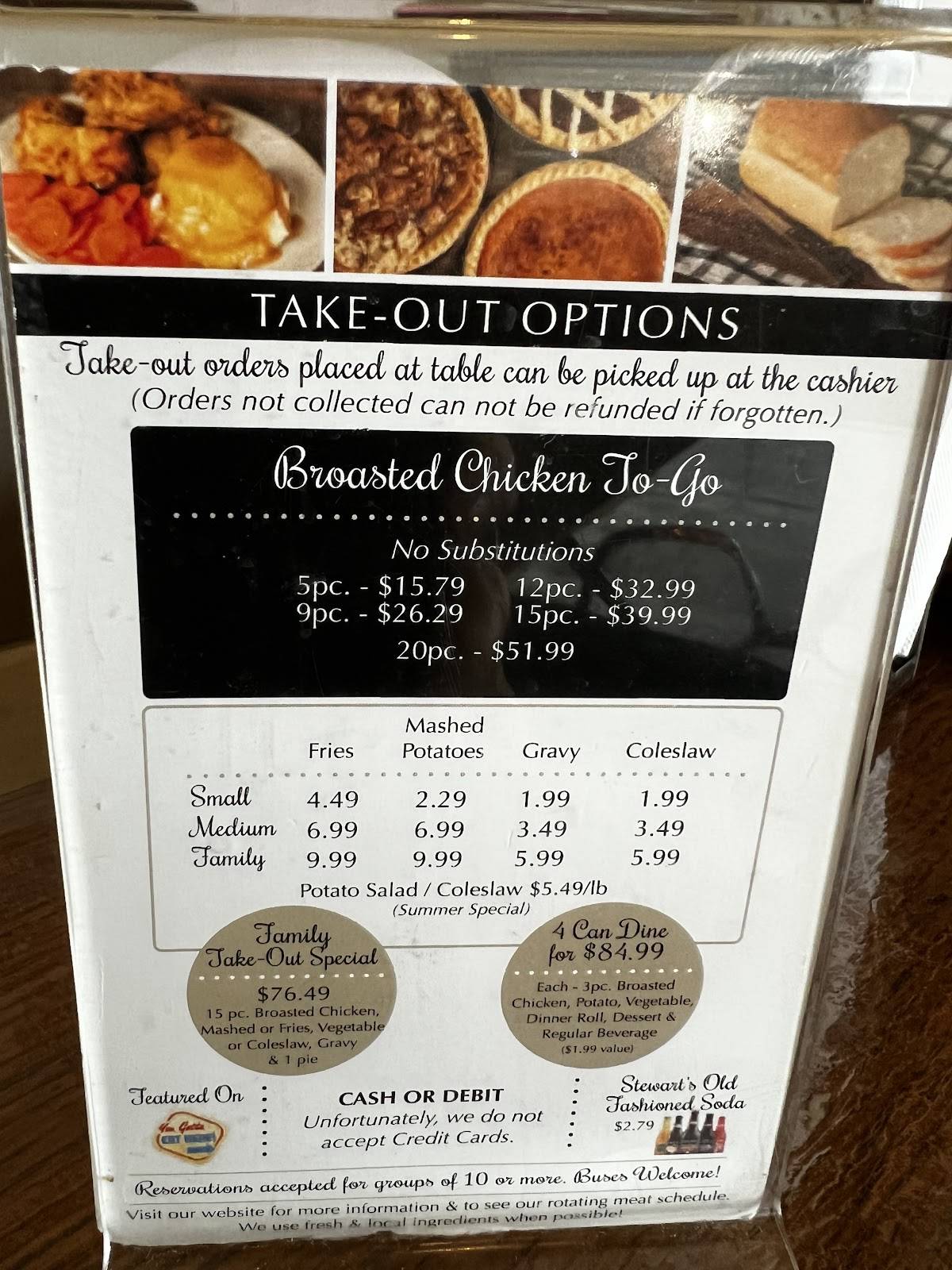 Menu at Anna Mae's Bakery & Restaurant, Millbank