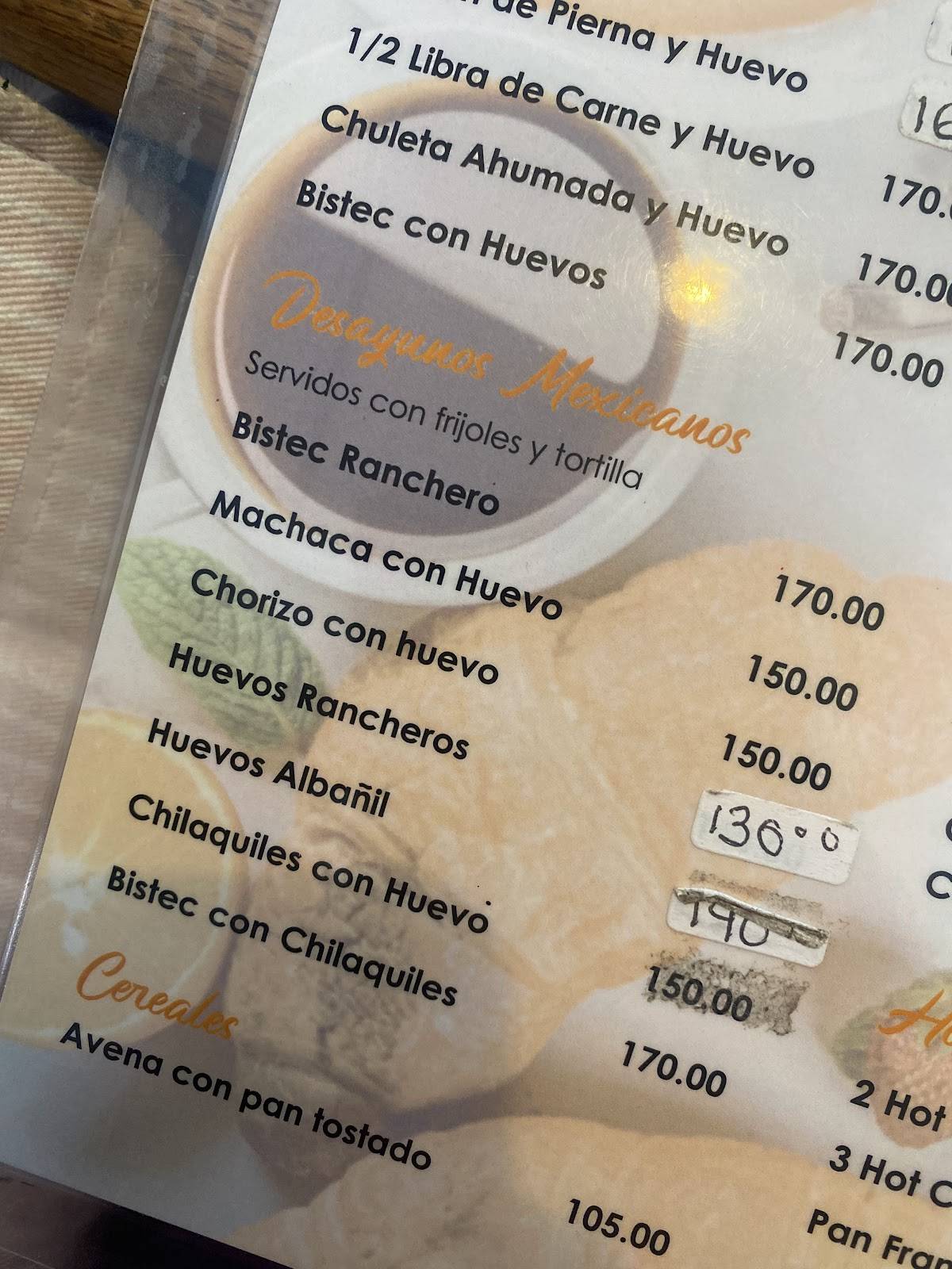 Menu at Miller´S Café, Tijuana