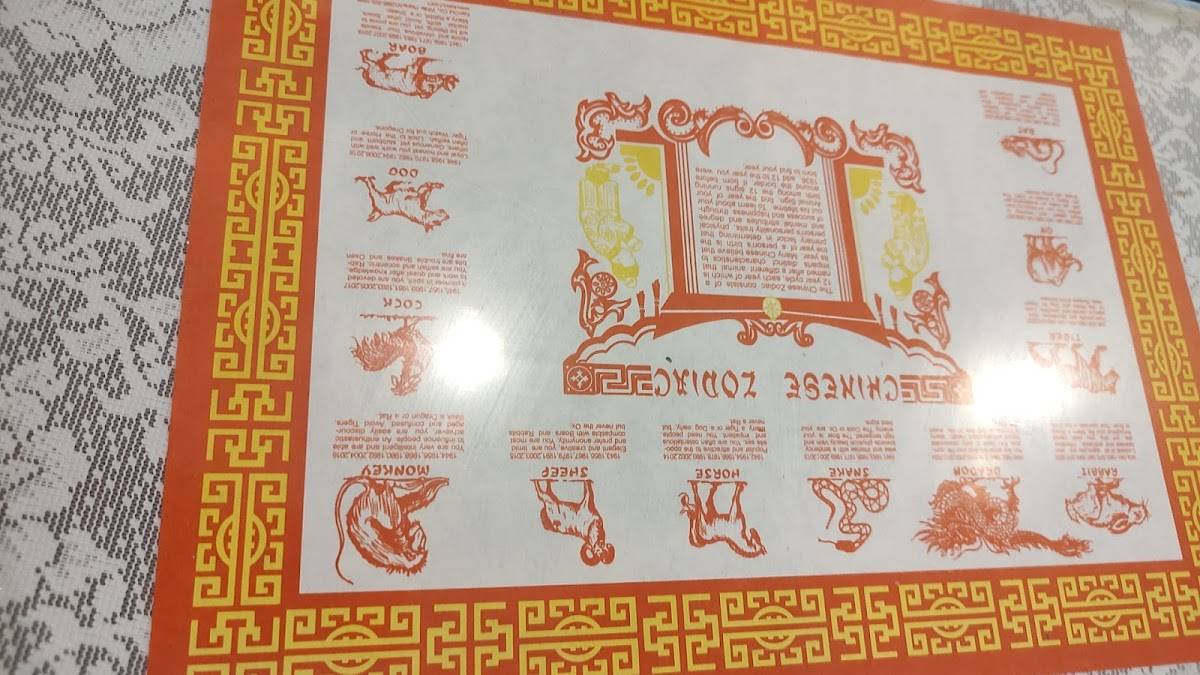 Menu at Ming Dynasty restaurant, Santa Maria