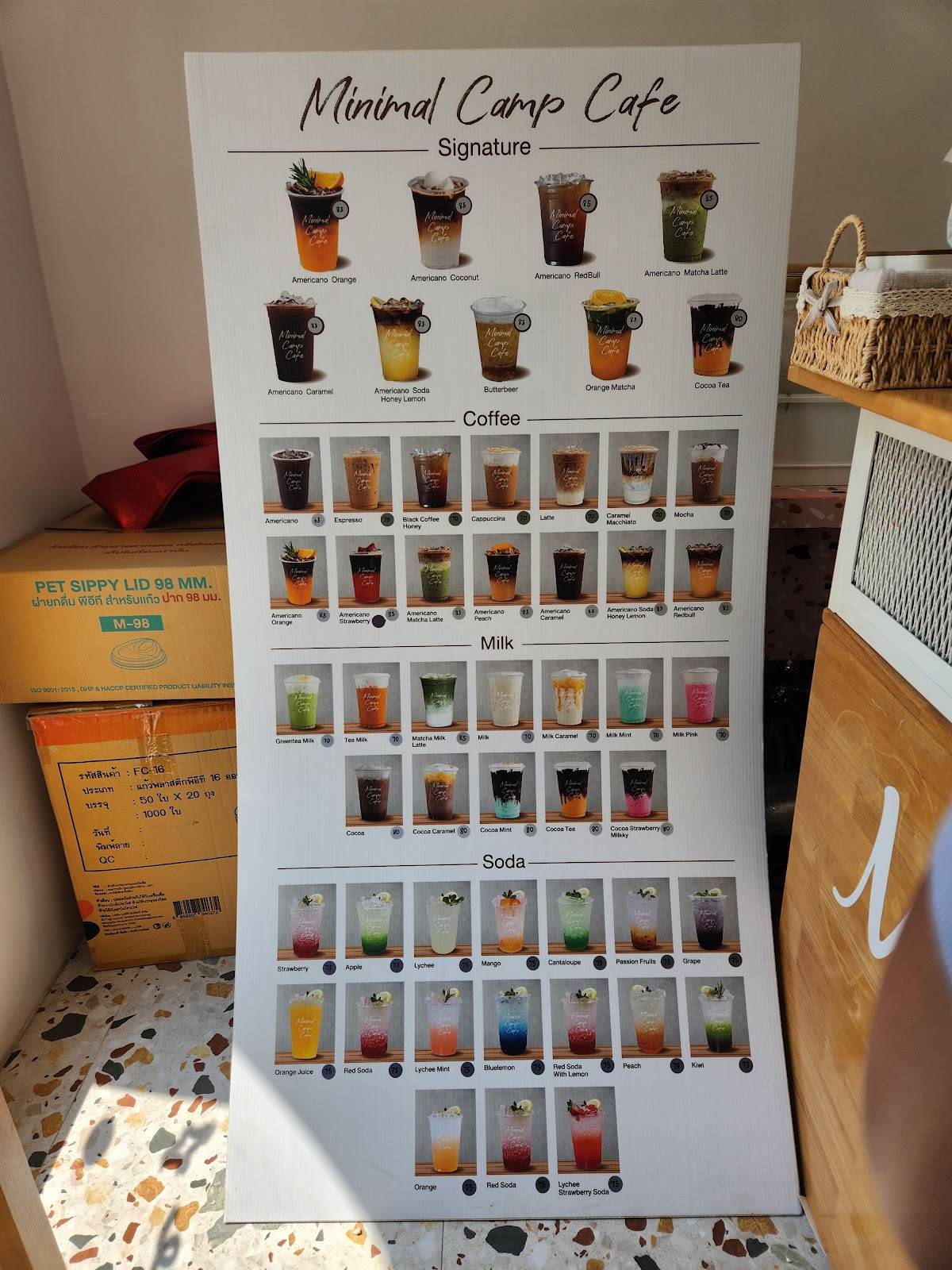 Menu at Minimal camp cafe, Rayong