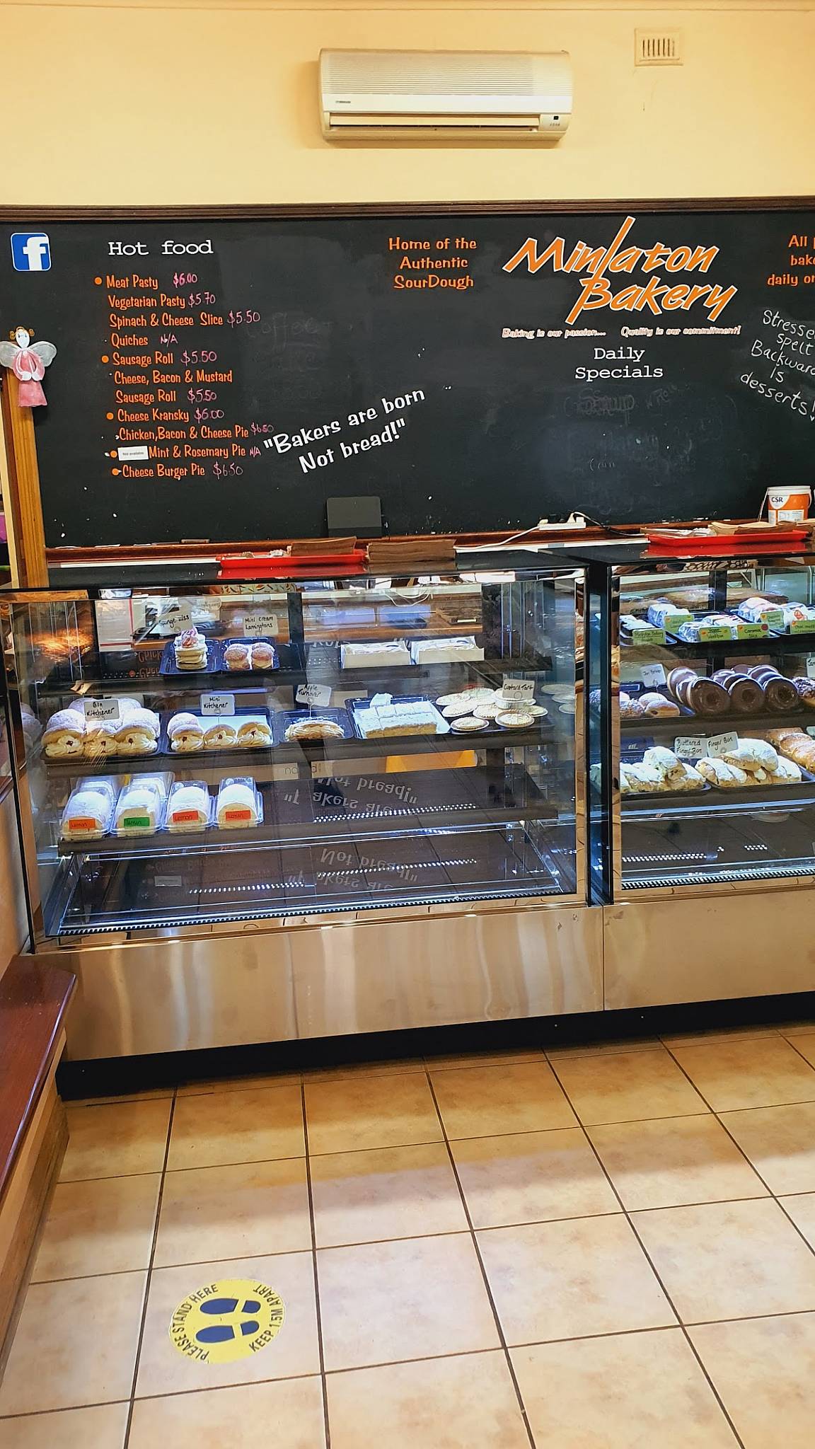 Menu at Minlaton Bakery, Minlaton