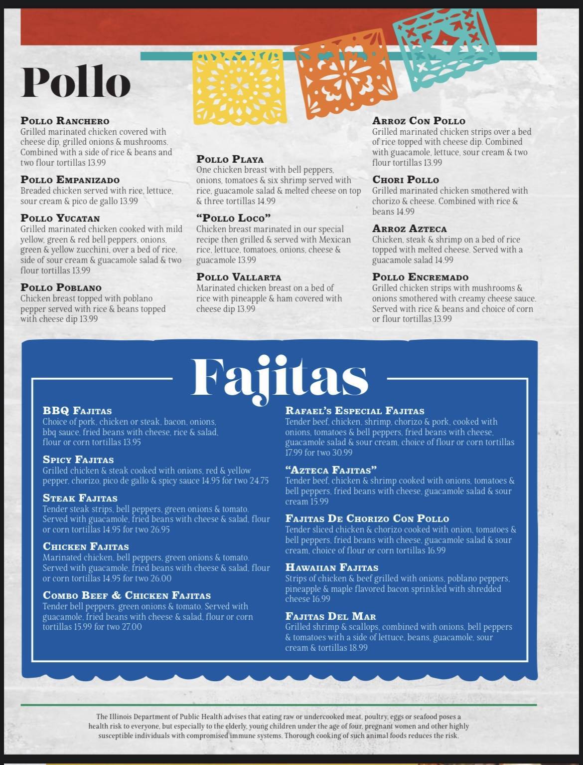 Menu at Mis Tres Potrillos Olney restaurant, Olney