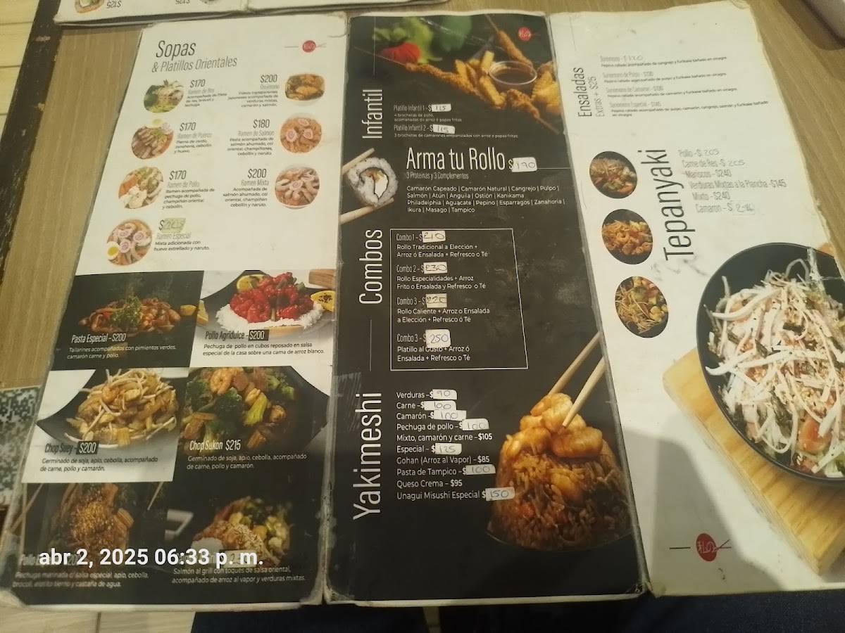 Carta del restaurante Misushi, Reynosa