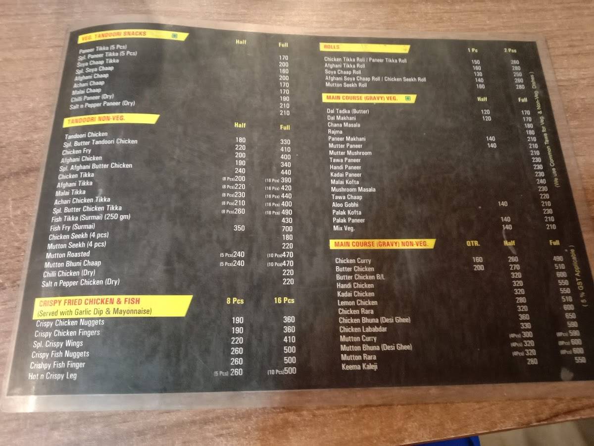 Menu at Mitron Da Dhaba, New Delhi