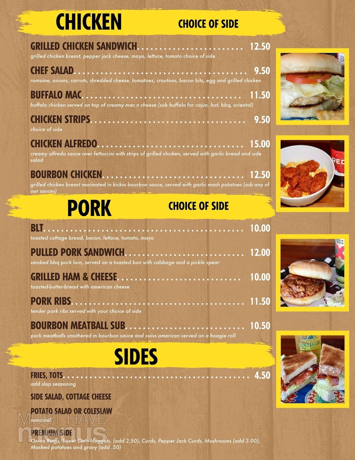 Menu at Moe's Bar and Grill, New Underwood