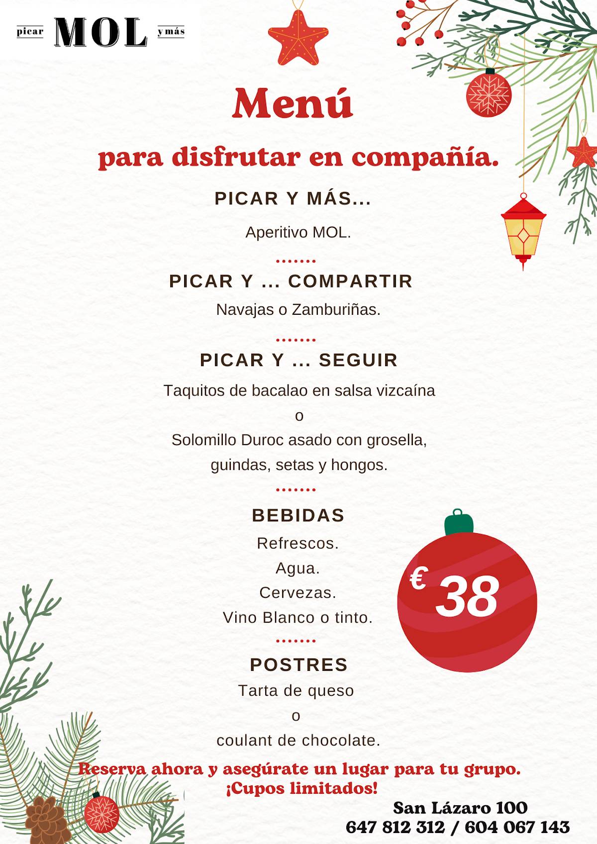 Carta de Mol Bar, Santiago de Compostela