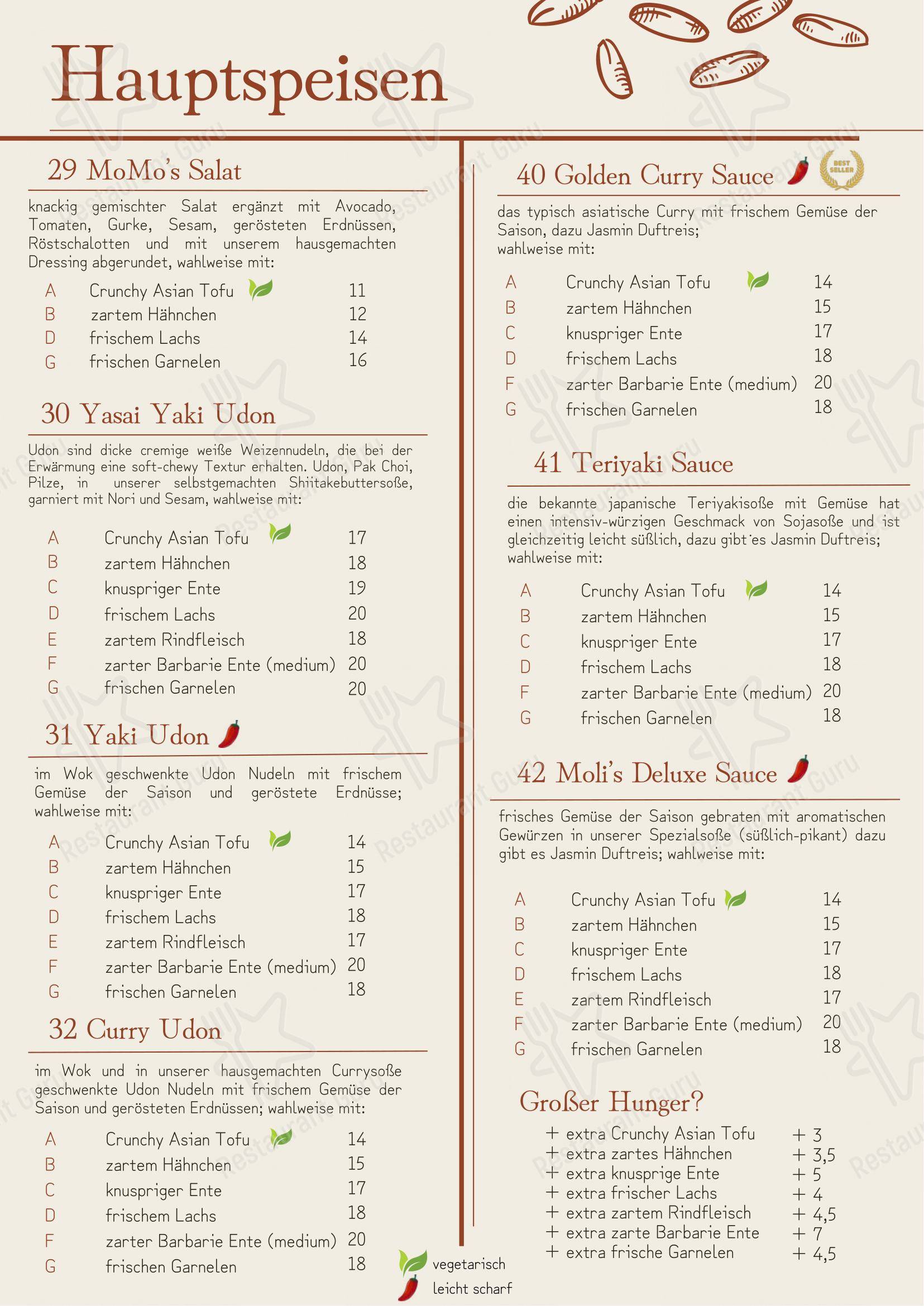 Speisekarte von Moli Modo Restaurant, Chemnitz