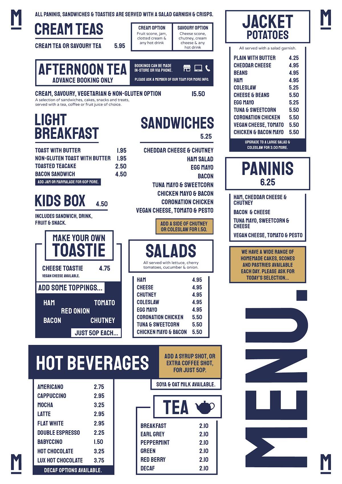 Menu at Moments Coffee Shop Stowmarket restaurant, Stowmarket